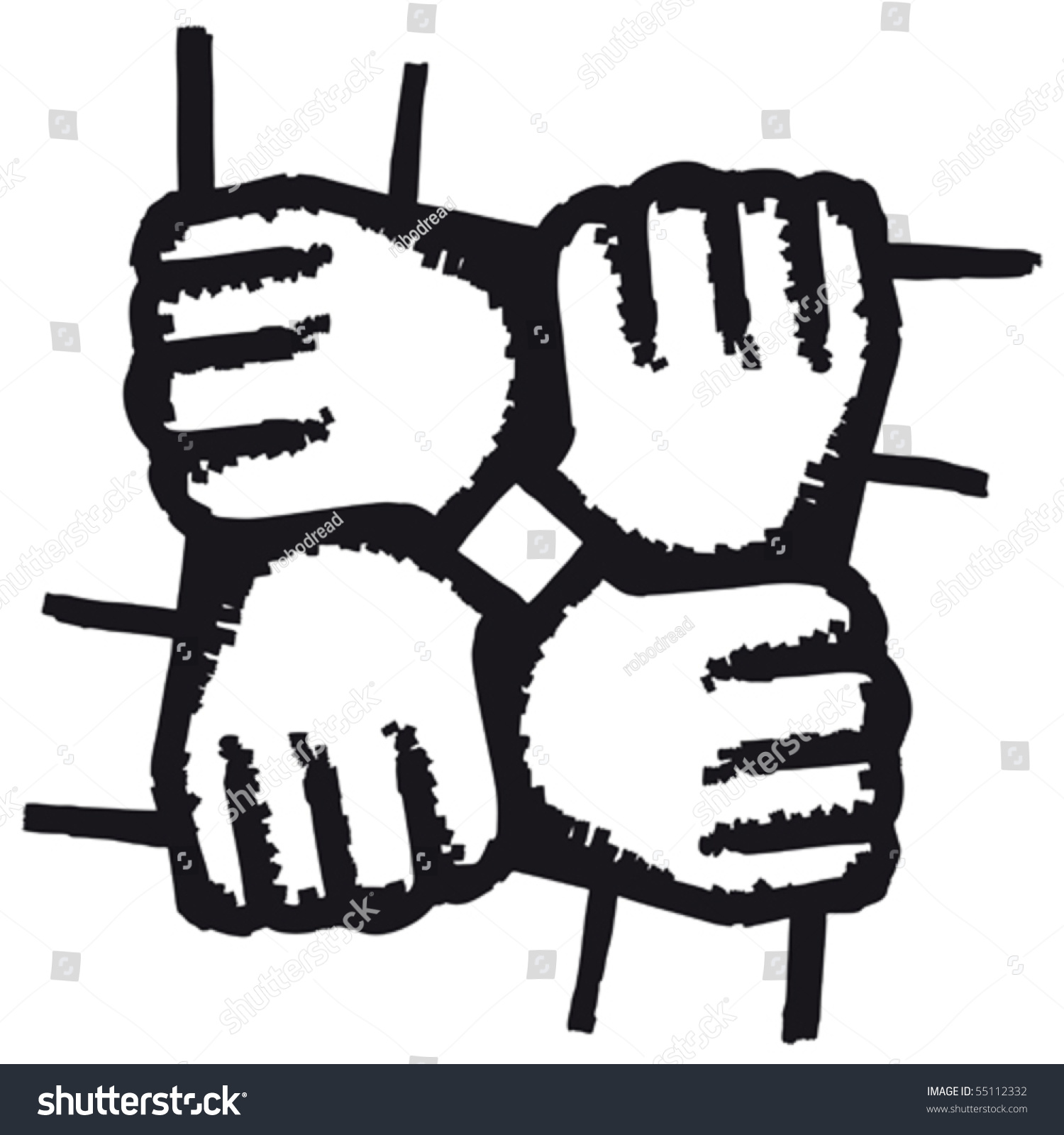 Hands Joined Together Collaboration Vector Design Stock Vector (Royalty ...