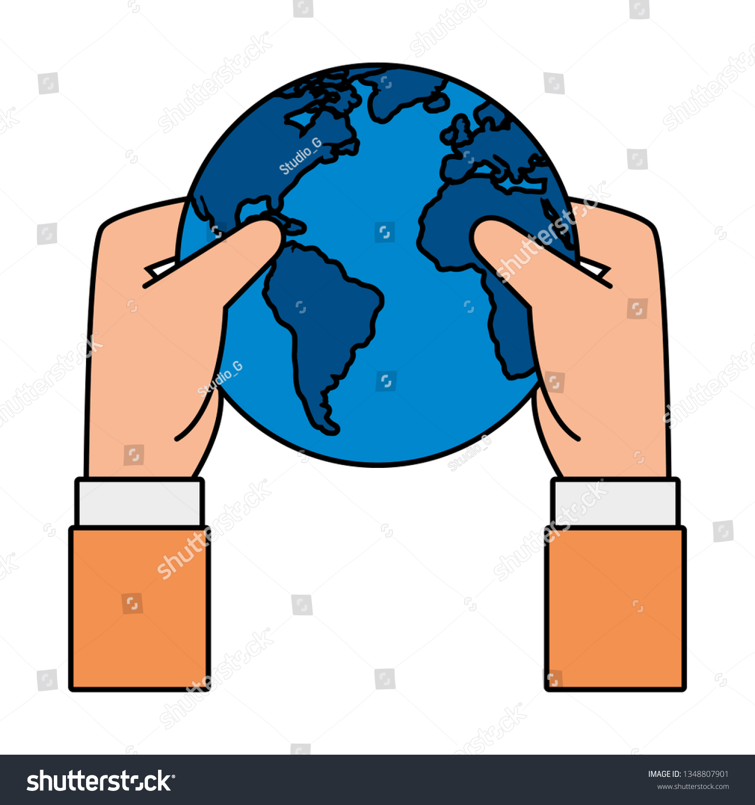 Hands Lifting World Planet Earth Stock Vector (Royalty Free) 1348807901 ...