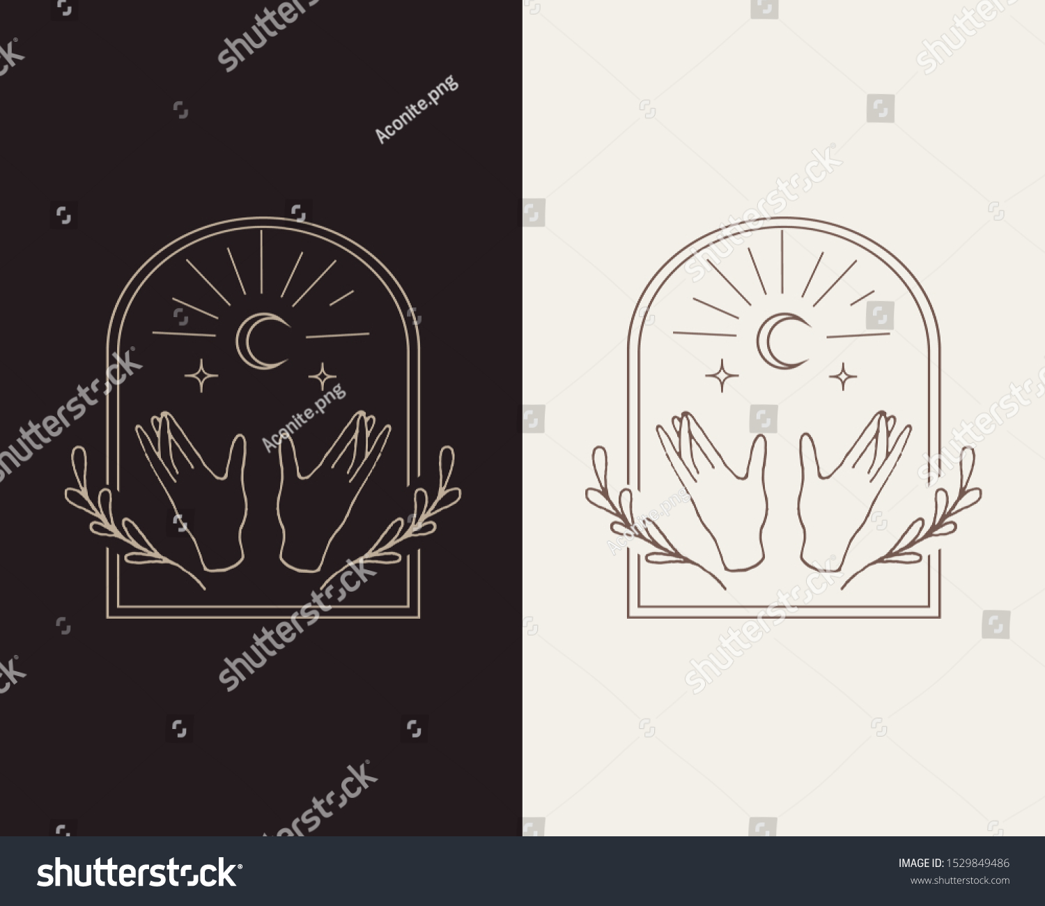 Hands Moon Magic Logo Hand Drawn Stock Vector (Royalty Free) 1529849486 ...