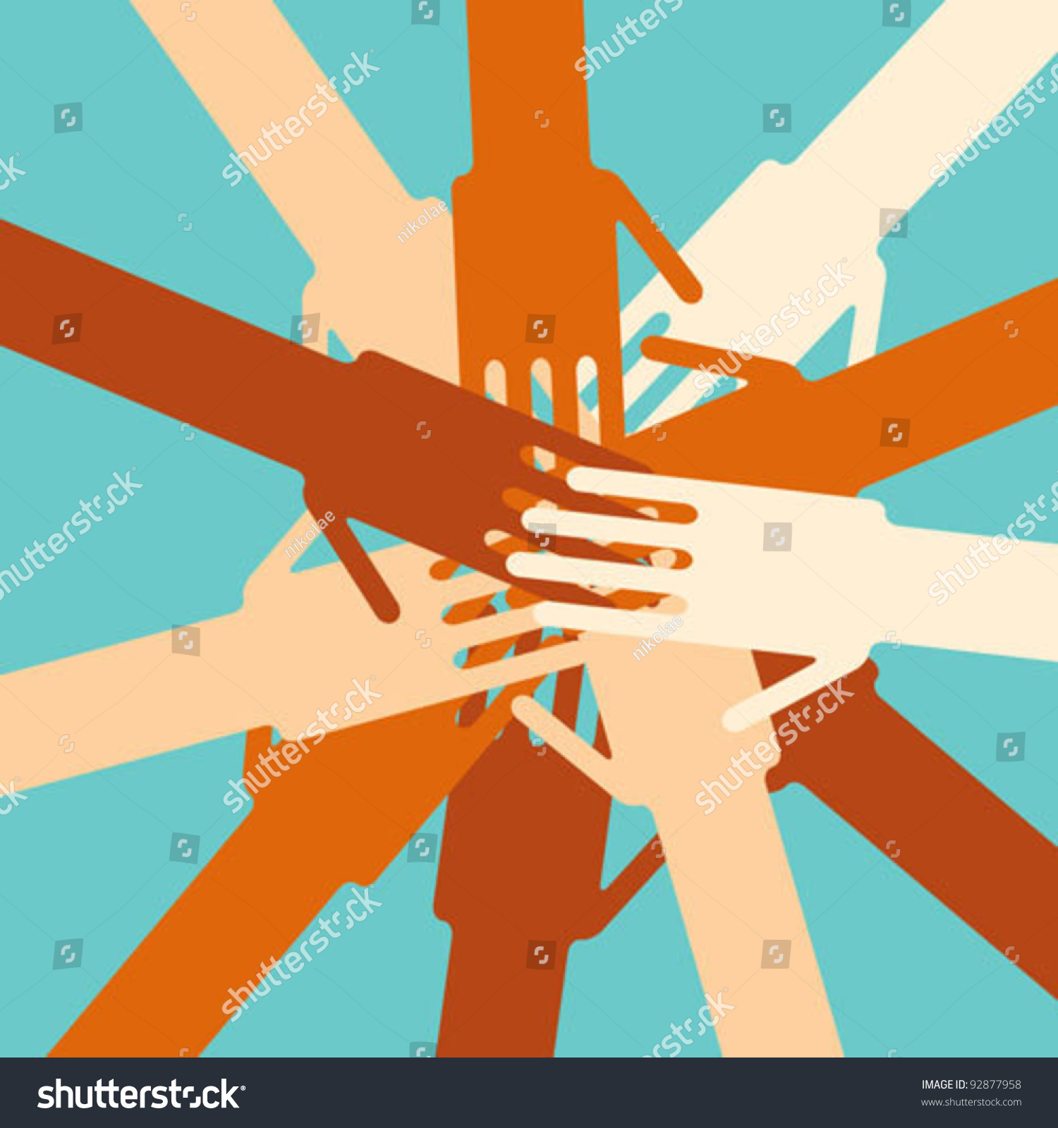 Hands Overlapping Show Unity: เวกเตอร์สต็อก (ปลอดค่าลิขสิทธิ์) 92877958 ...