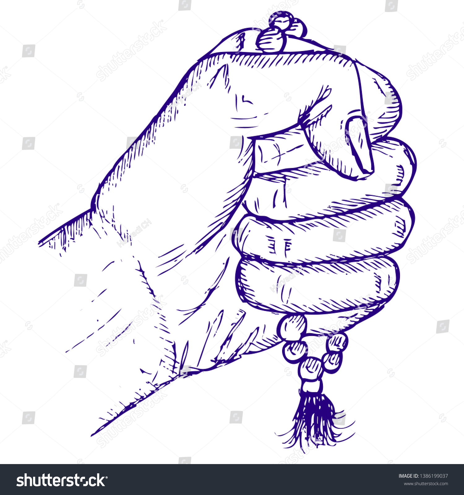 Hands Praying Prayer Beads Doodle Stock Vector (Royalty Free ...