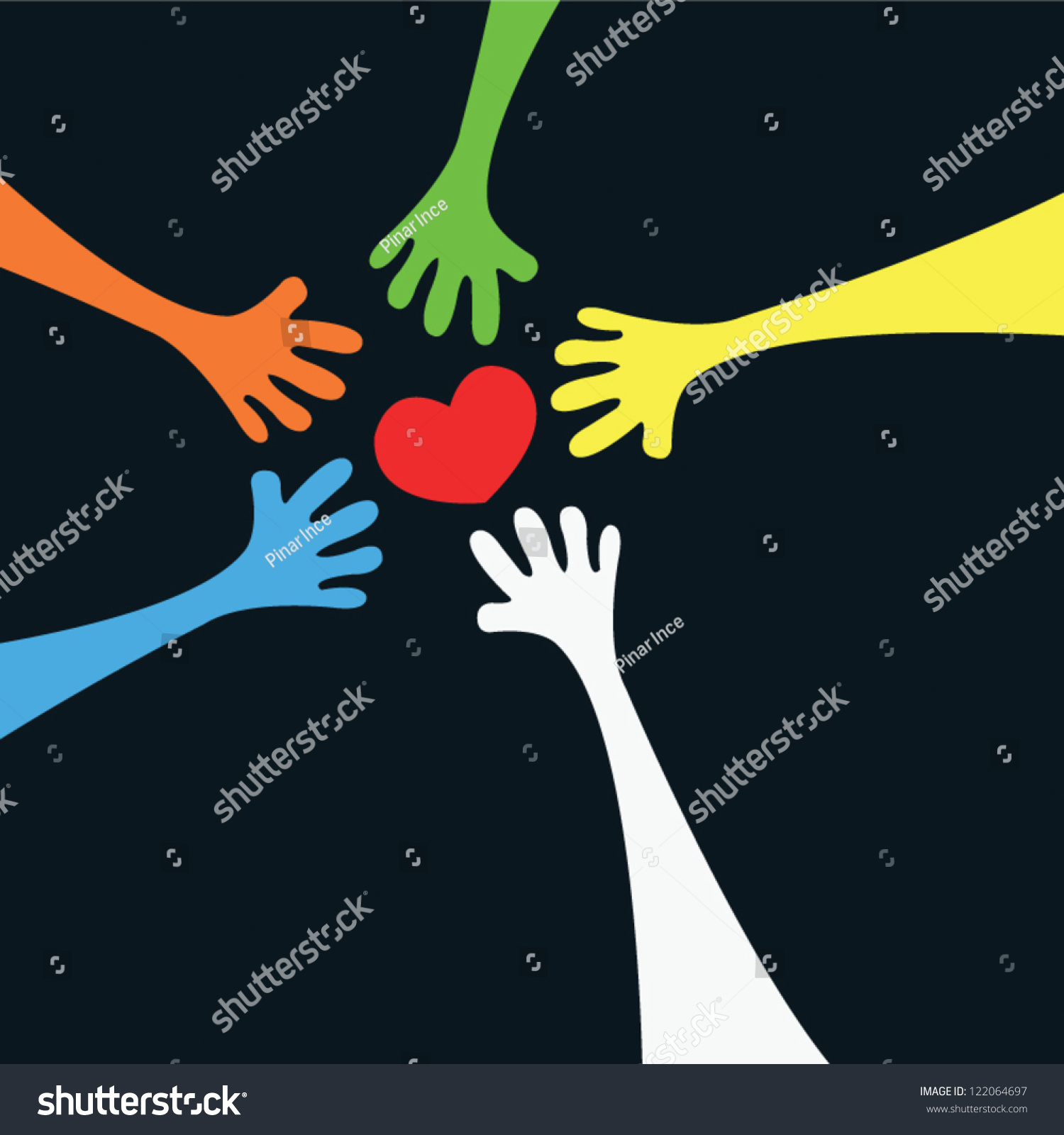 Hands Reaching Heart Stock Vector (Royalty Free) 122064697 | Shutterstock
