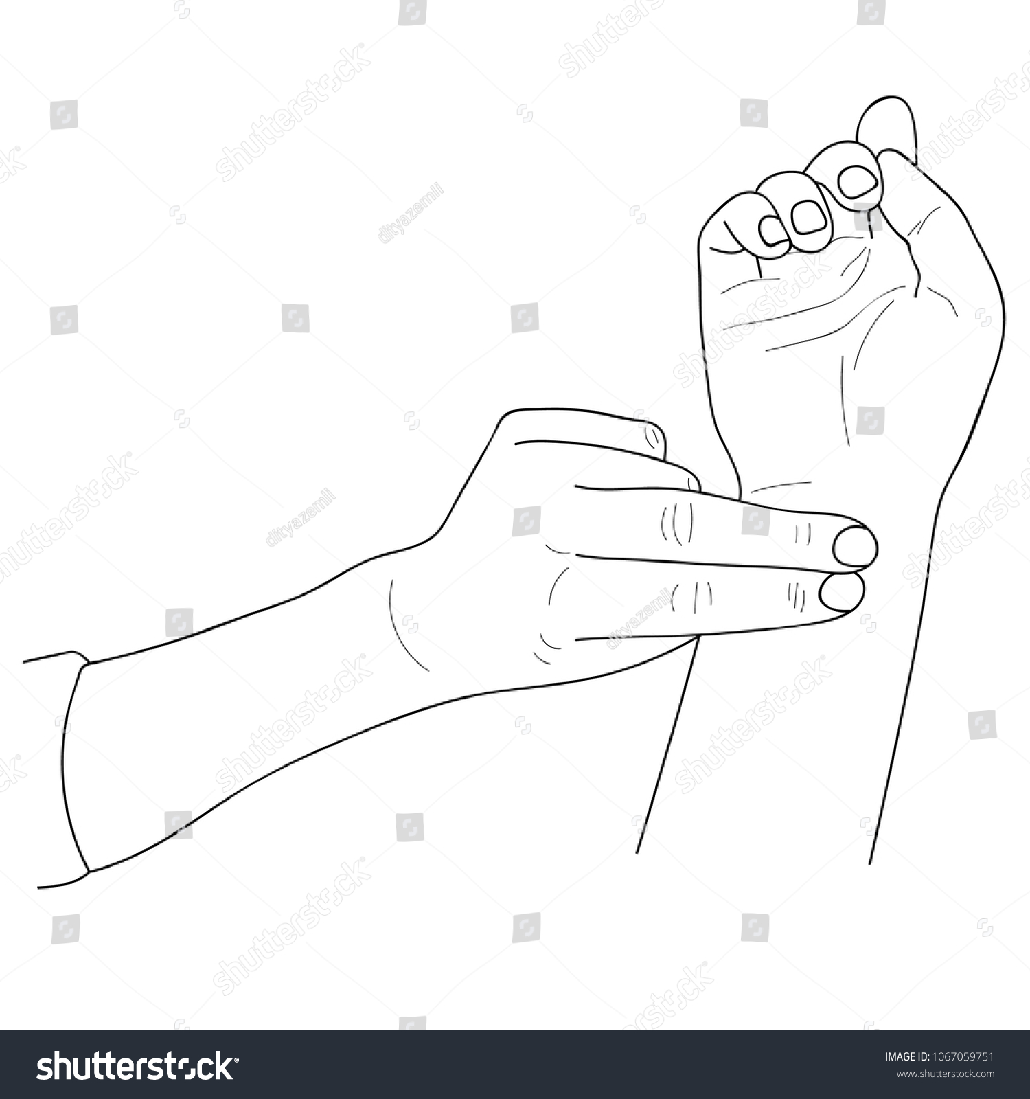 Hands Taking Pulse Line Drawing Vector Stock Vector (Royalty Free ...