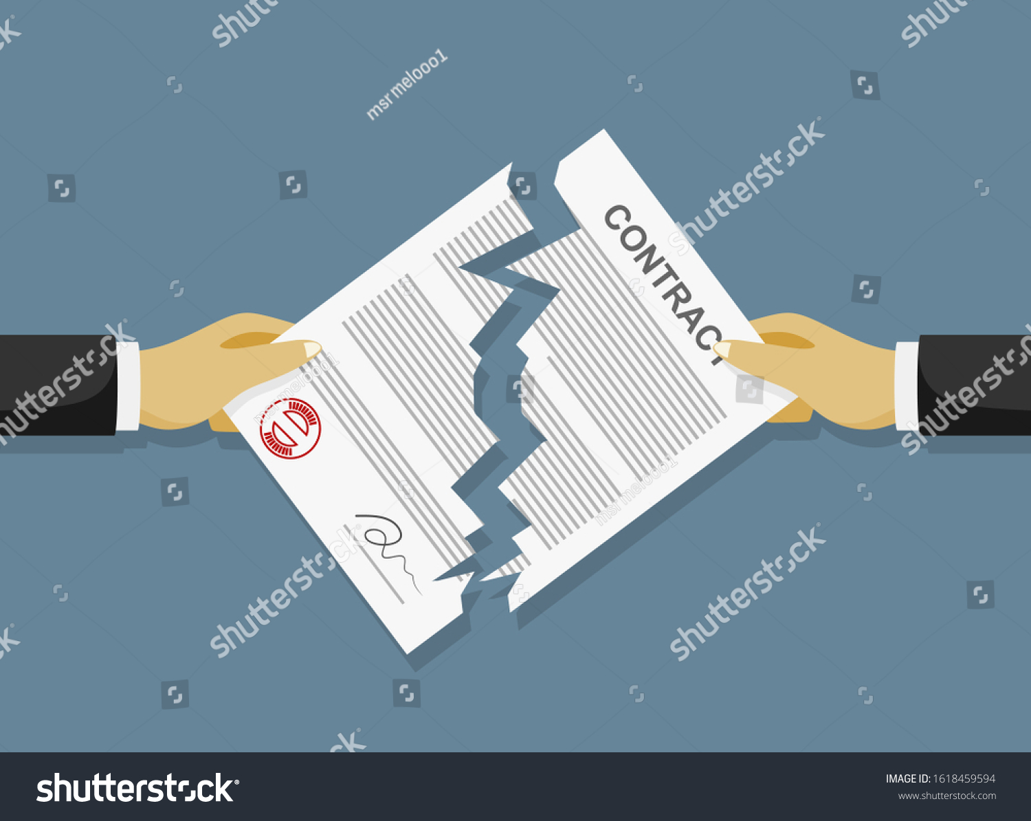 Hands Tearing Apart Contract Document Stock Vector (Royalty Free ...