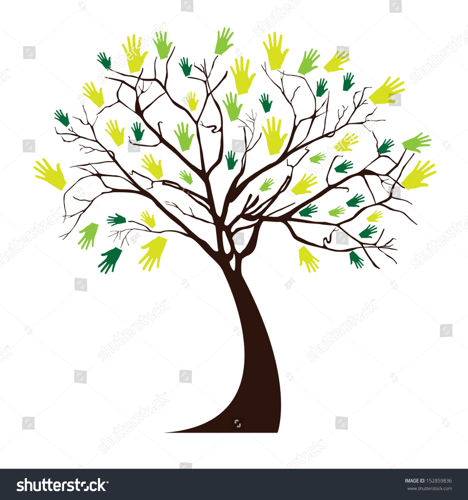 Hands Tree Over White Background Vector Stock Vector (Royalty Free ...