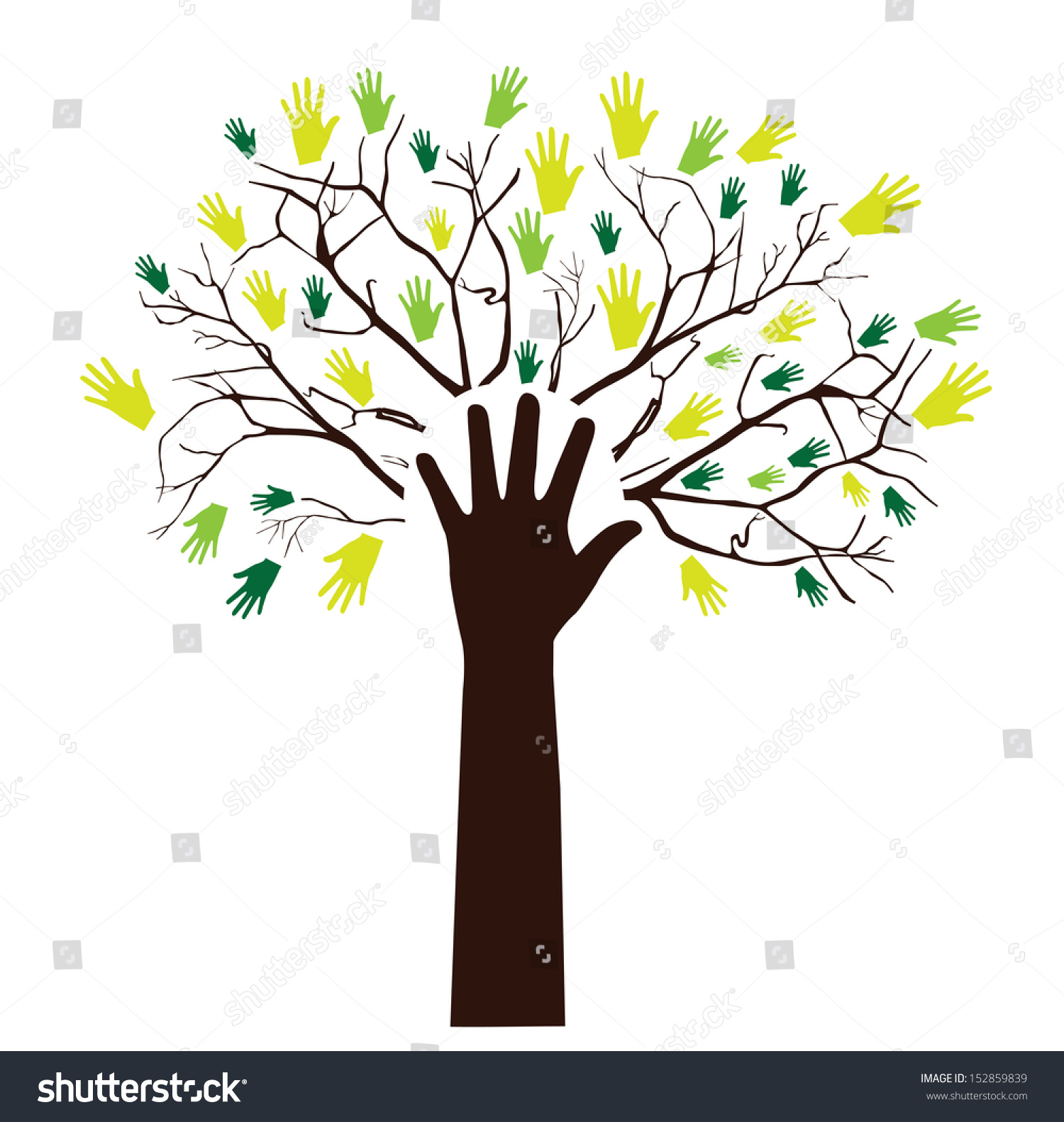 Hands Tree Over White Background Vector Stock Vector 152859839 ...