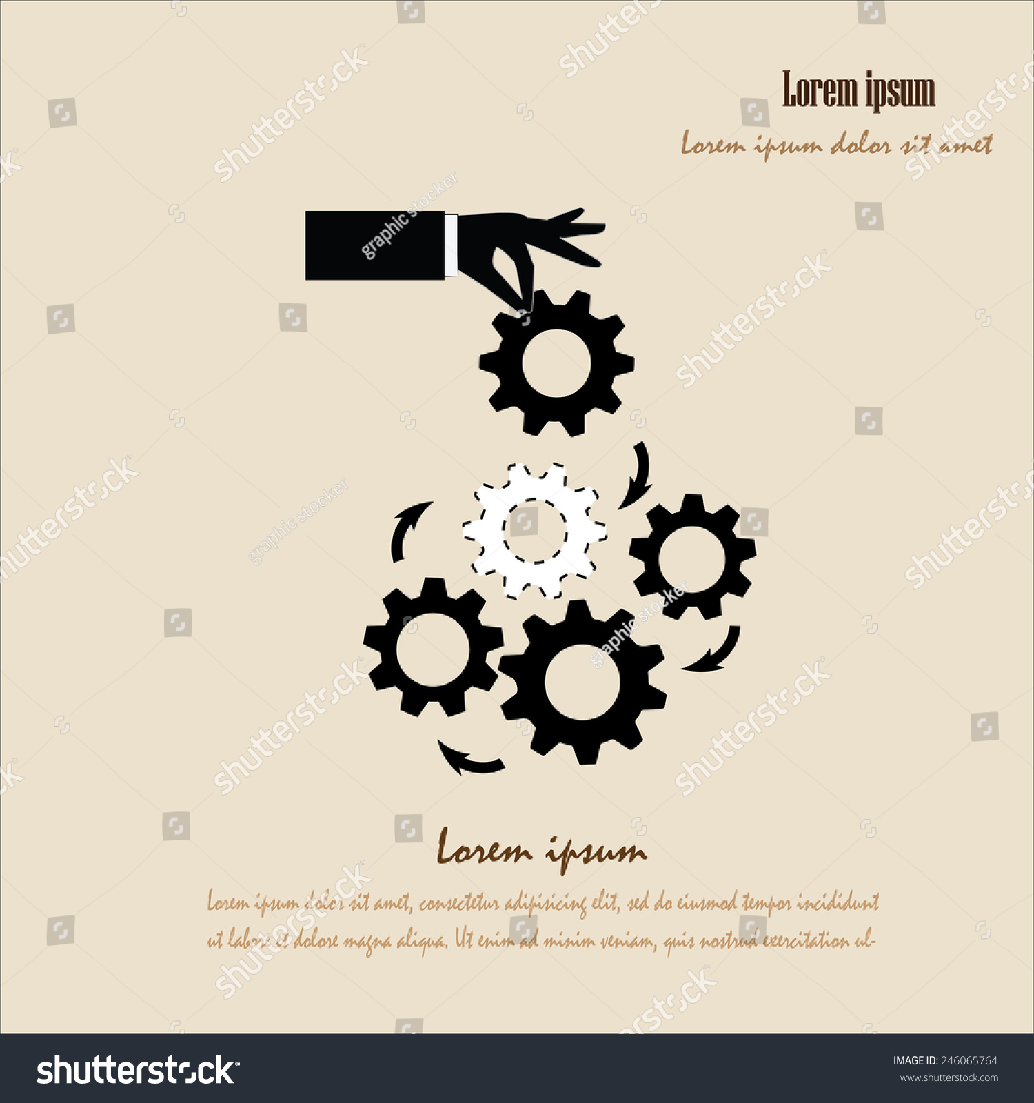 Hands Turning Gears Vector Illustration Stock Vector (Royalty Free ...