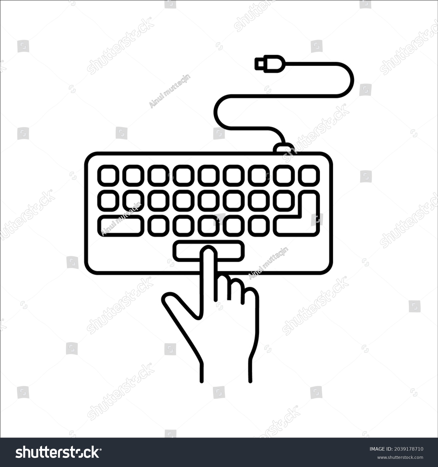 Hands Typing On Keyboard Vector Icon Stock Vector (Royalty Free ...