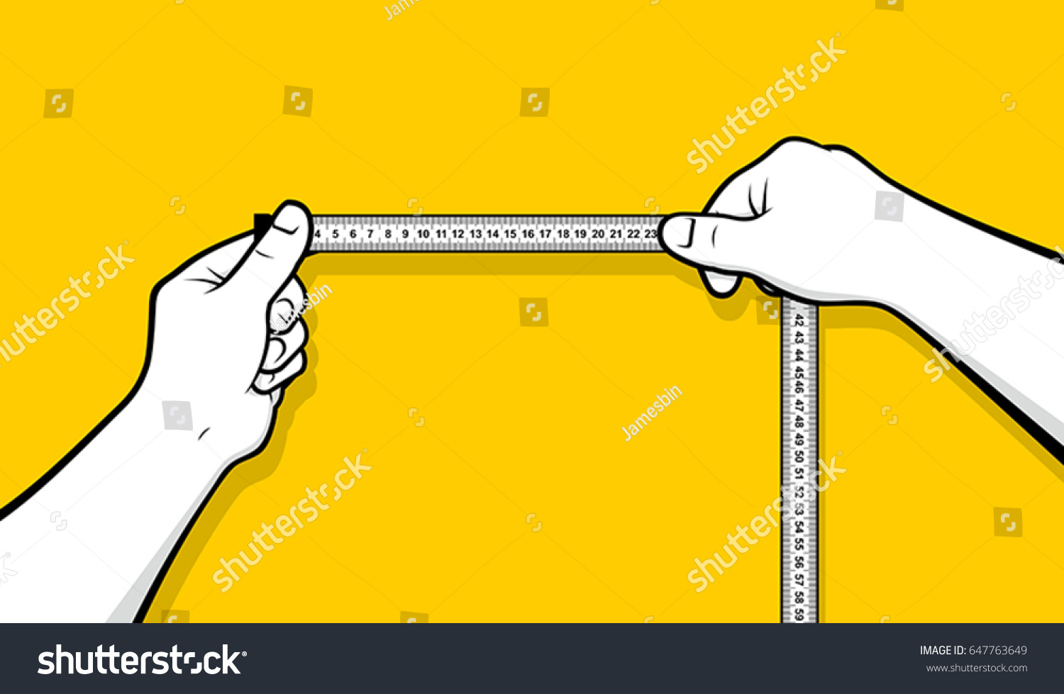 Hands Using Tape Measure Stock Vector (Royalty Free) 647763649 ...