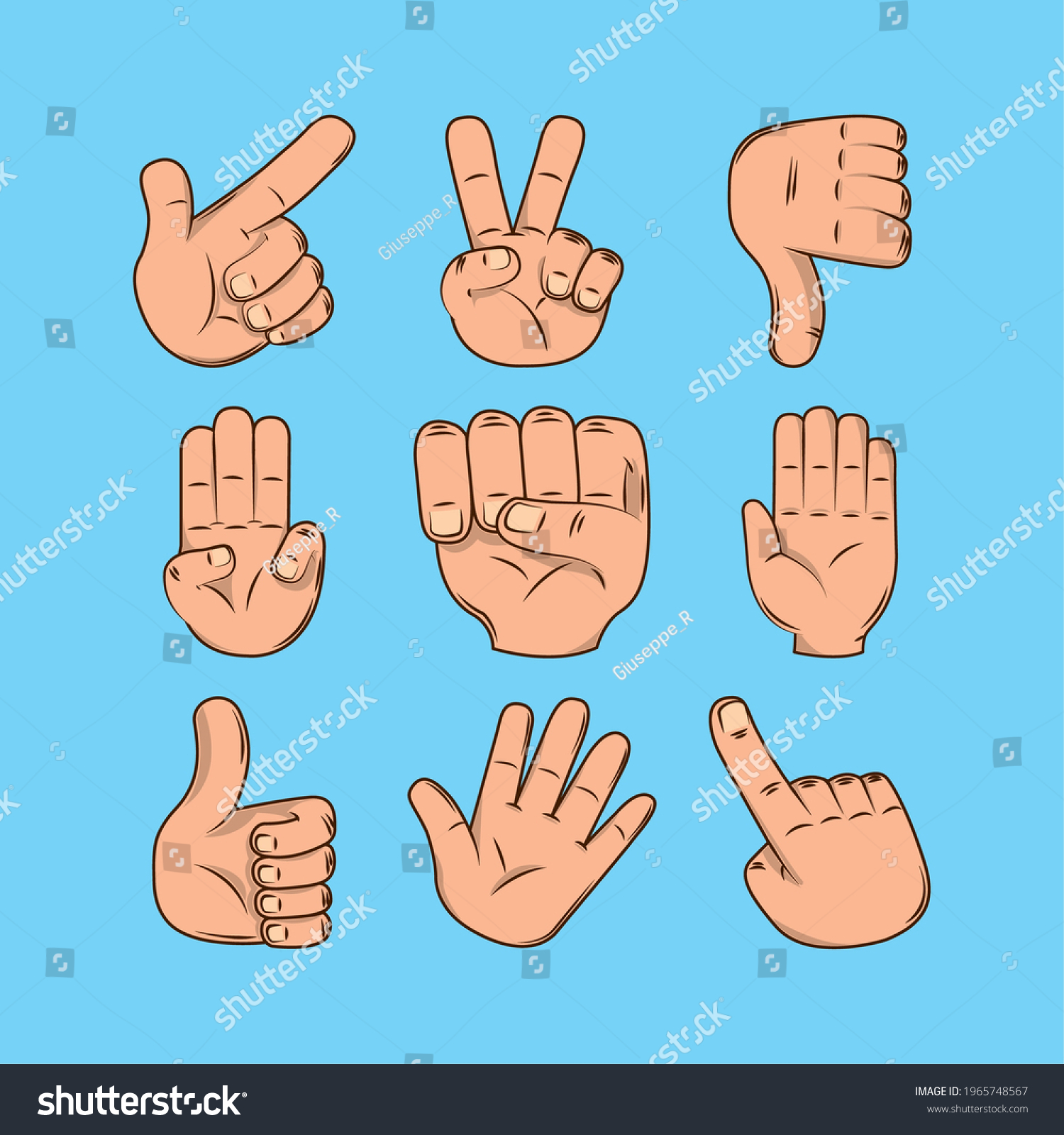 Hands Various Gestures Cartoon Collection Stock Vector (Royalty Free ...