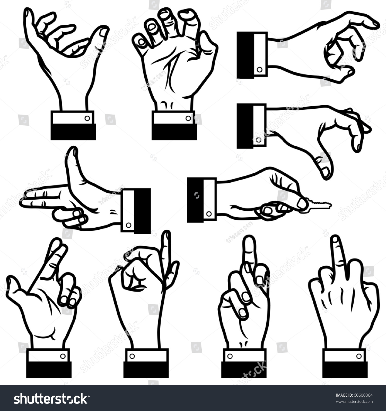 Hands Vector Illustration Different Poses: vetor stock (livre de ...