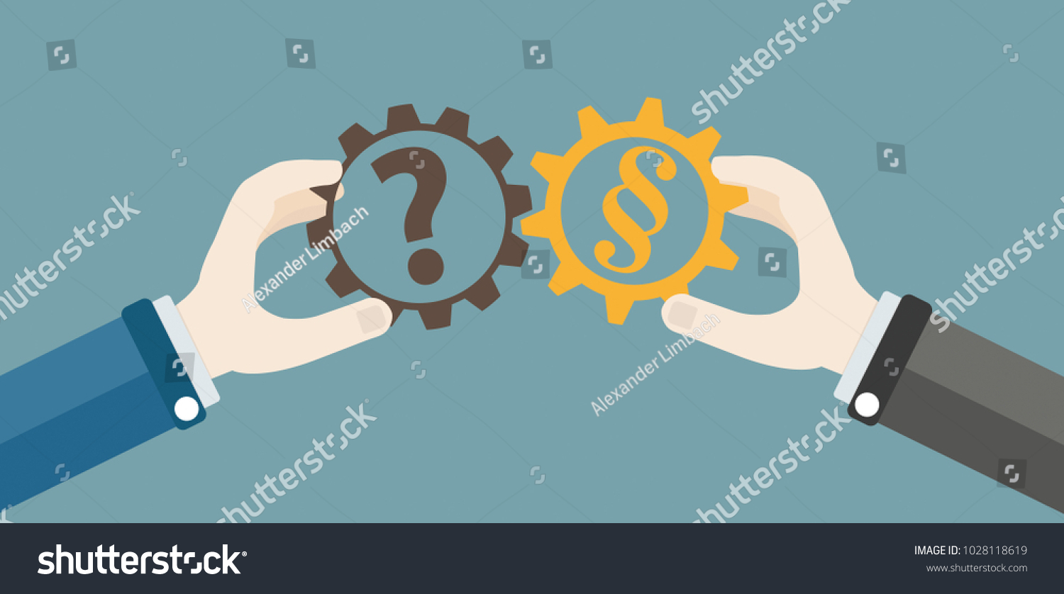 Hands Gear Wheels Question Mark Paragraph: vector de stock (libre de ...