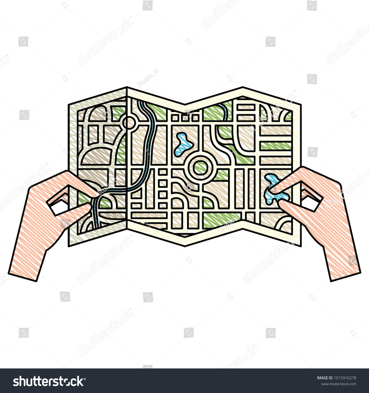 Hands Paper Map Guide Icon Vector Stock Vector (Royalty Free) 1015916278