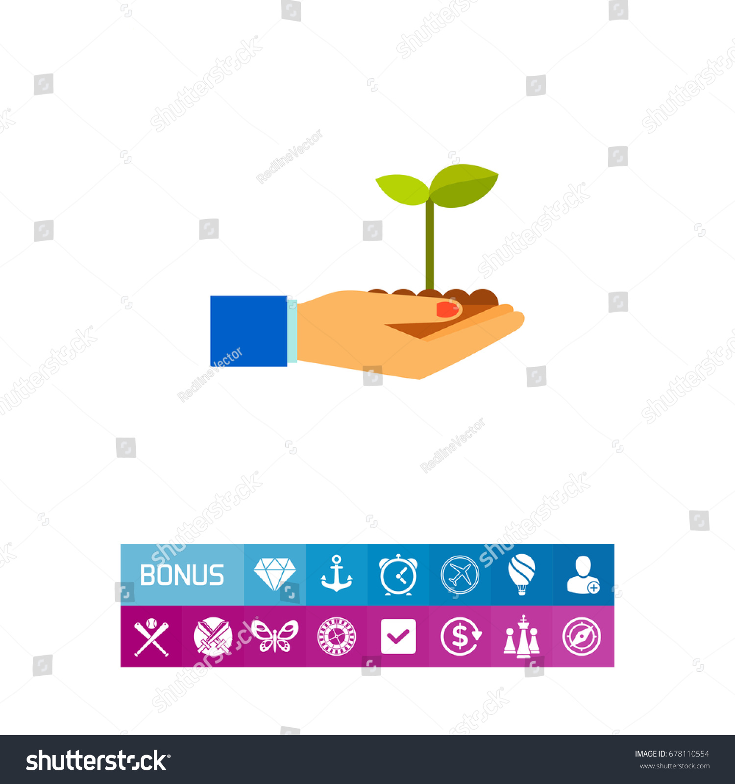 Hands Plant Icon Stock Vector (Royalty Free) 678110554 | Shutterstock