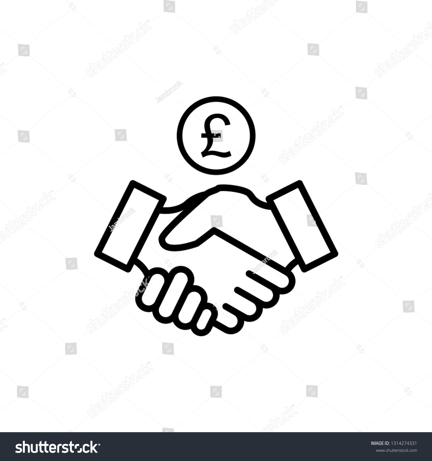 Handshake Pound Sterling Vector Icon Stock Vector (Royalty Free) 1314274331