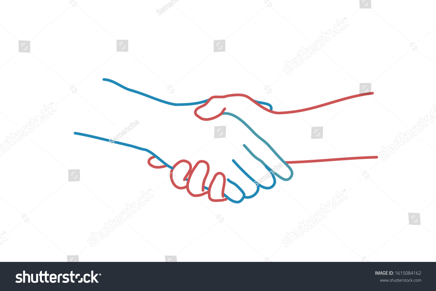 Handshake Colour Line Drawing Vector Illustration Stock Vector (Royalty ...