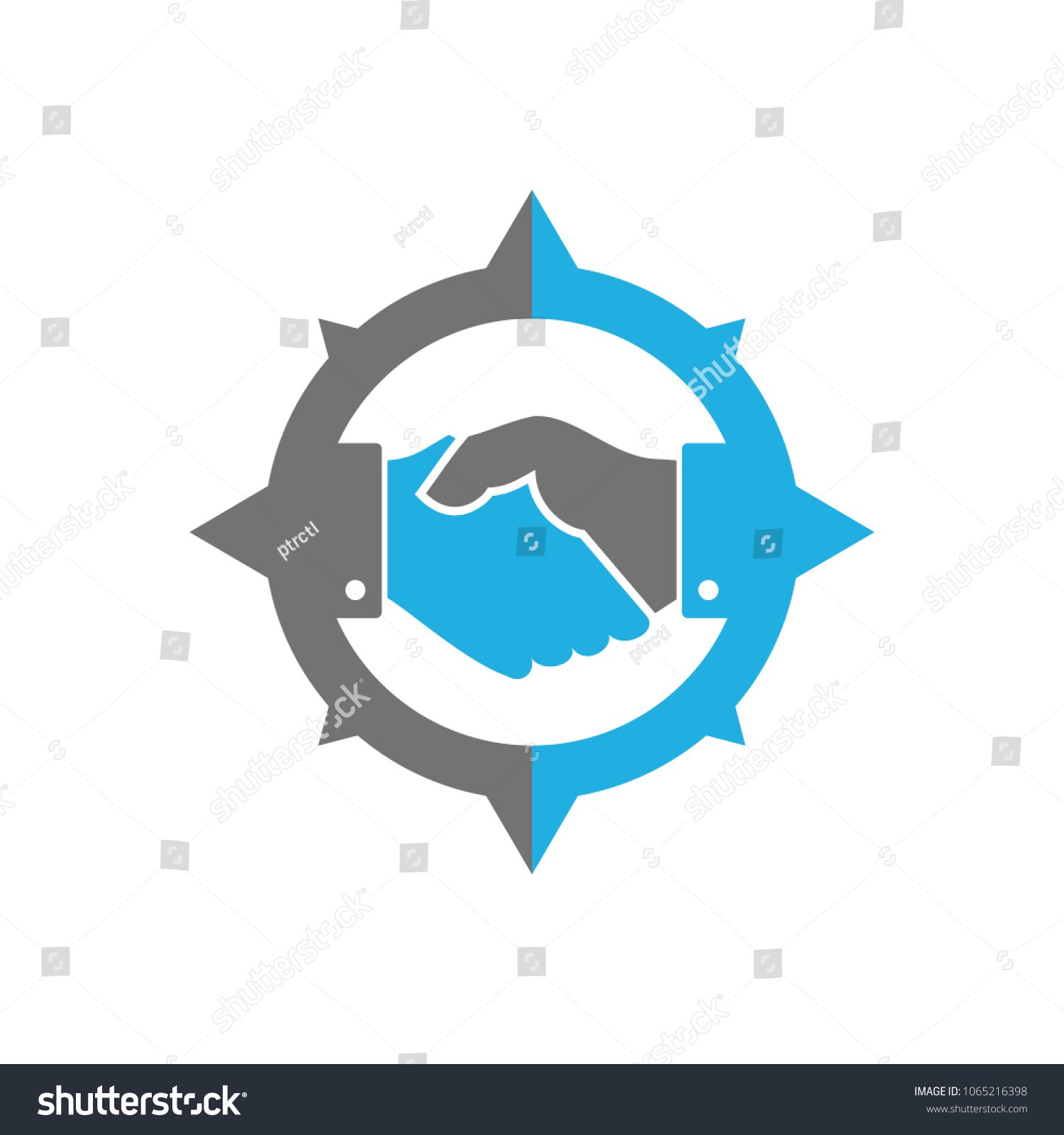 Handshake Compass Logo Icon Design Stock Vector (Royalty Free) 1065216398