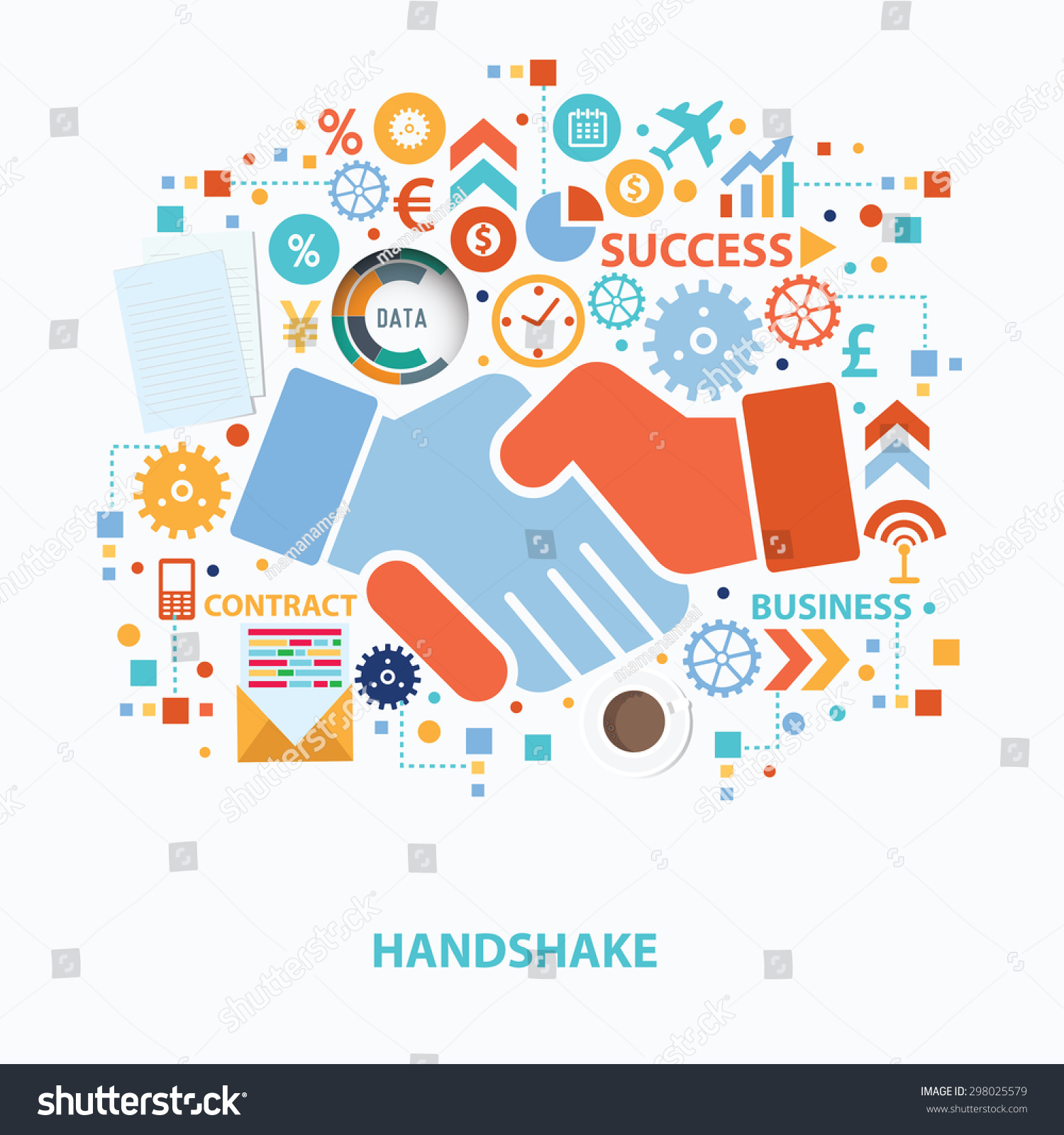 Handshake Concept Design On White Backgroundclean Stock Vector (Royalty ...