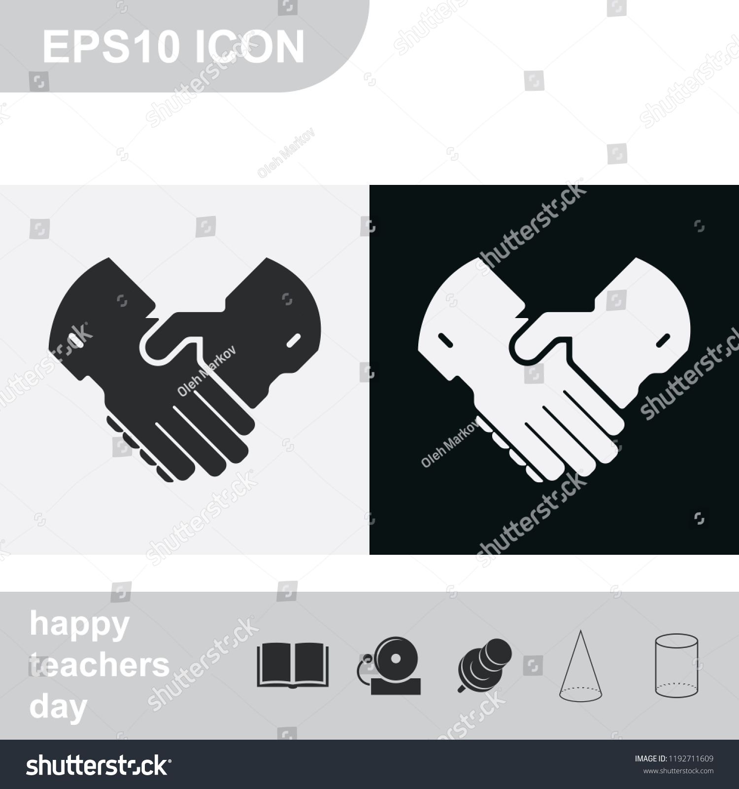 Handshake Flat Black White Vector Icon Stock Vector (Royalty Free ...
