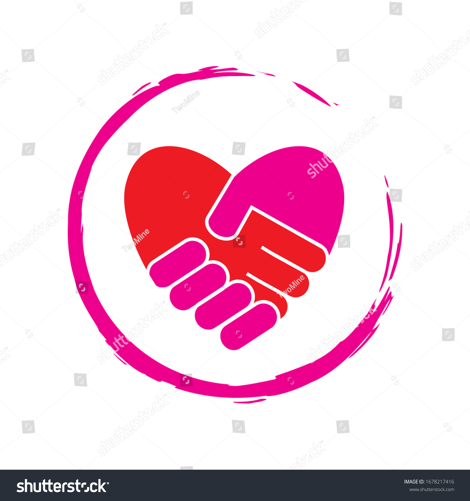 Handshake Heart Icon Vector Isolated Template Stock Vector (Royalty ...