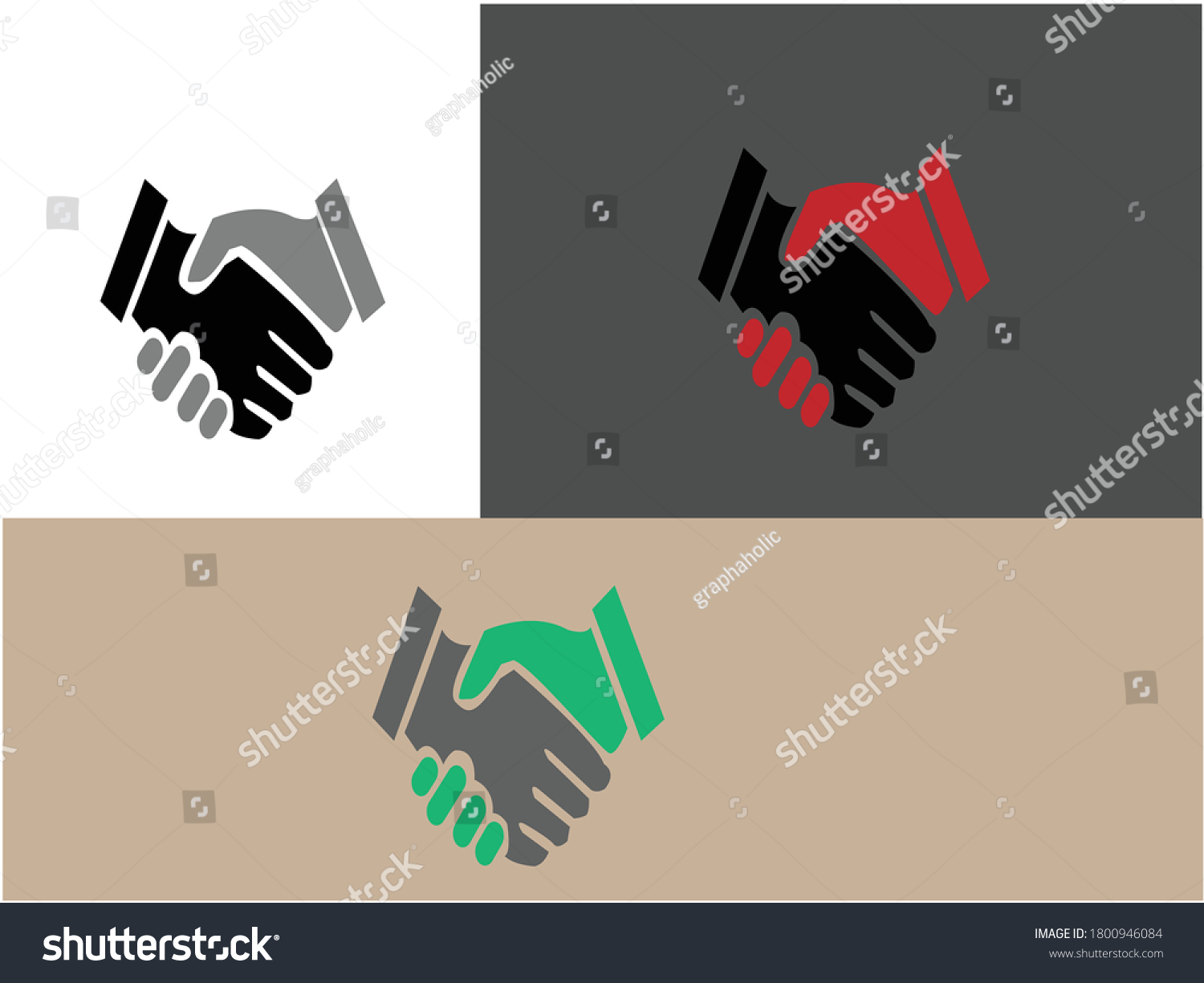 Handshake Illustration Vector Icon Design Multiple Stock Vector ...