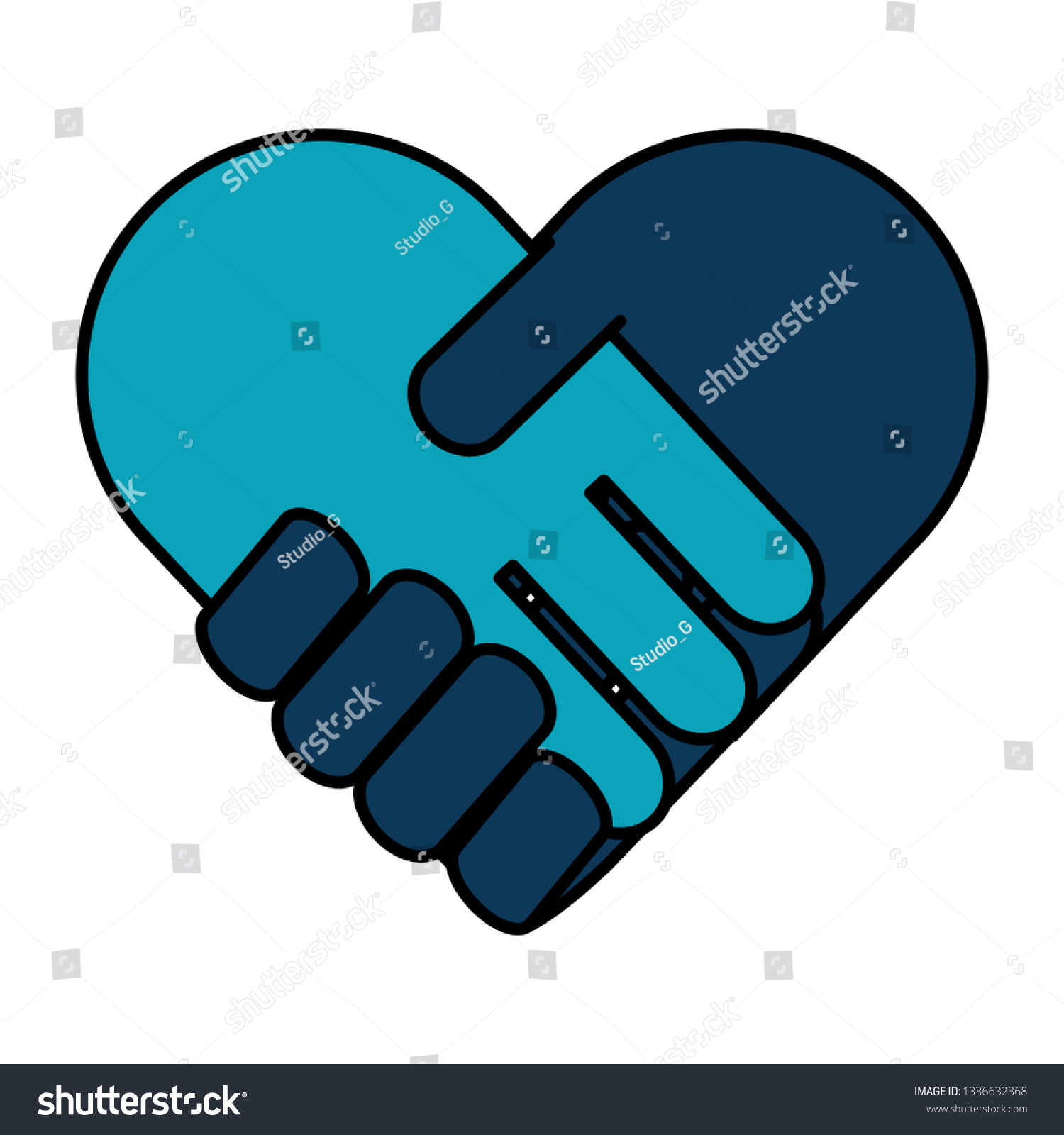 Handshake Heart Icon Stock Vector (Royalty Free) 1336632368 | Shutterstock