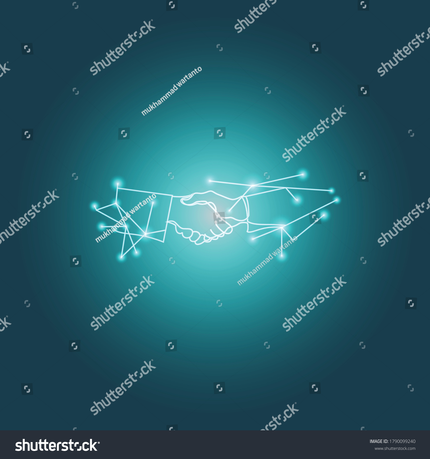 Handshake Light Tech Logo On Blue Stock Vector (Royalty Free) 1790099240