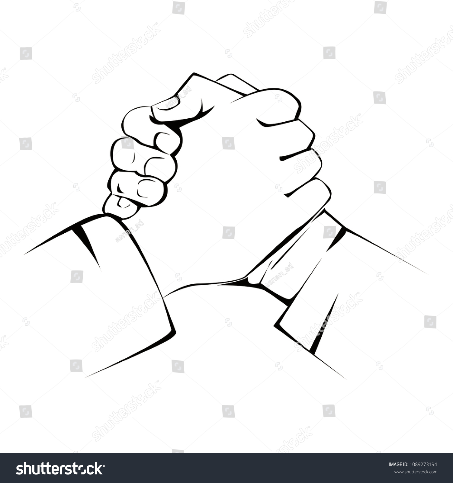 Handshake Line Art Stock Vector (Royalty Free) 1089273194