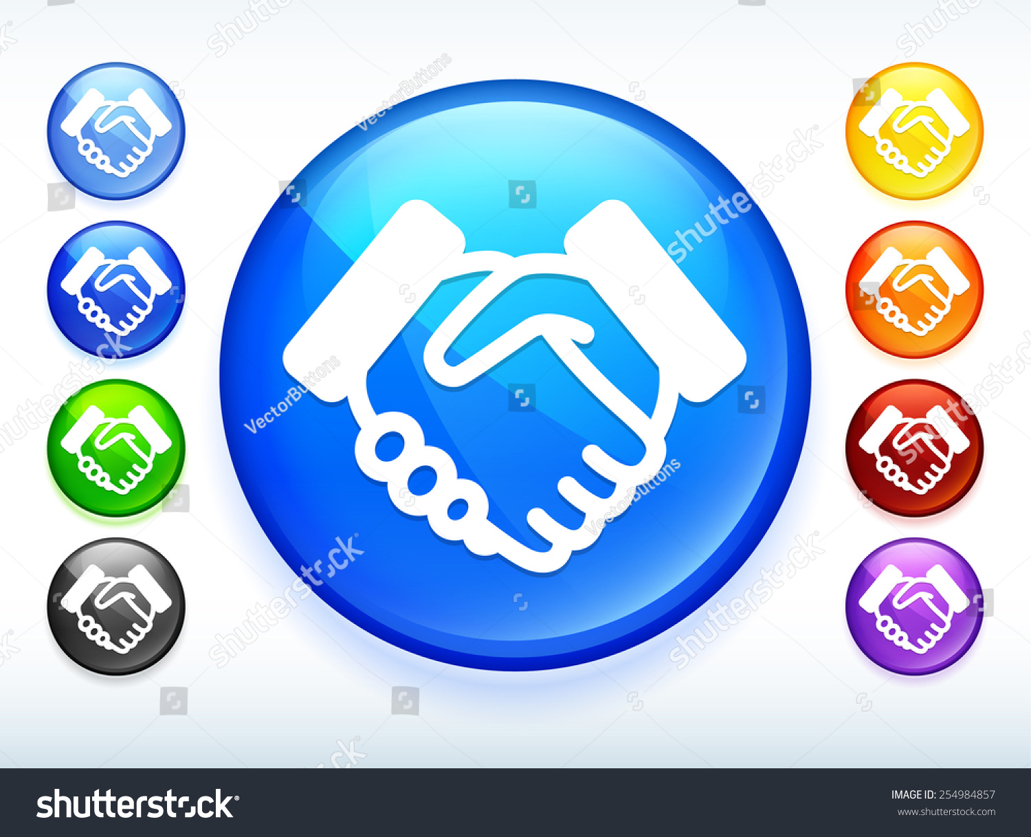 Handshake On Colorful Round Button Stock Vector (Royalty Free ...