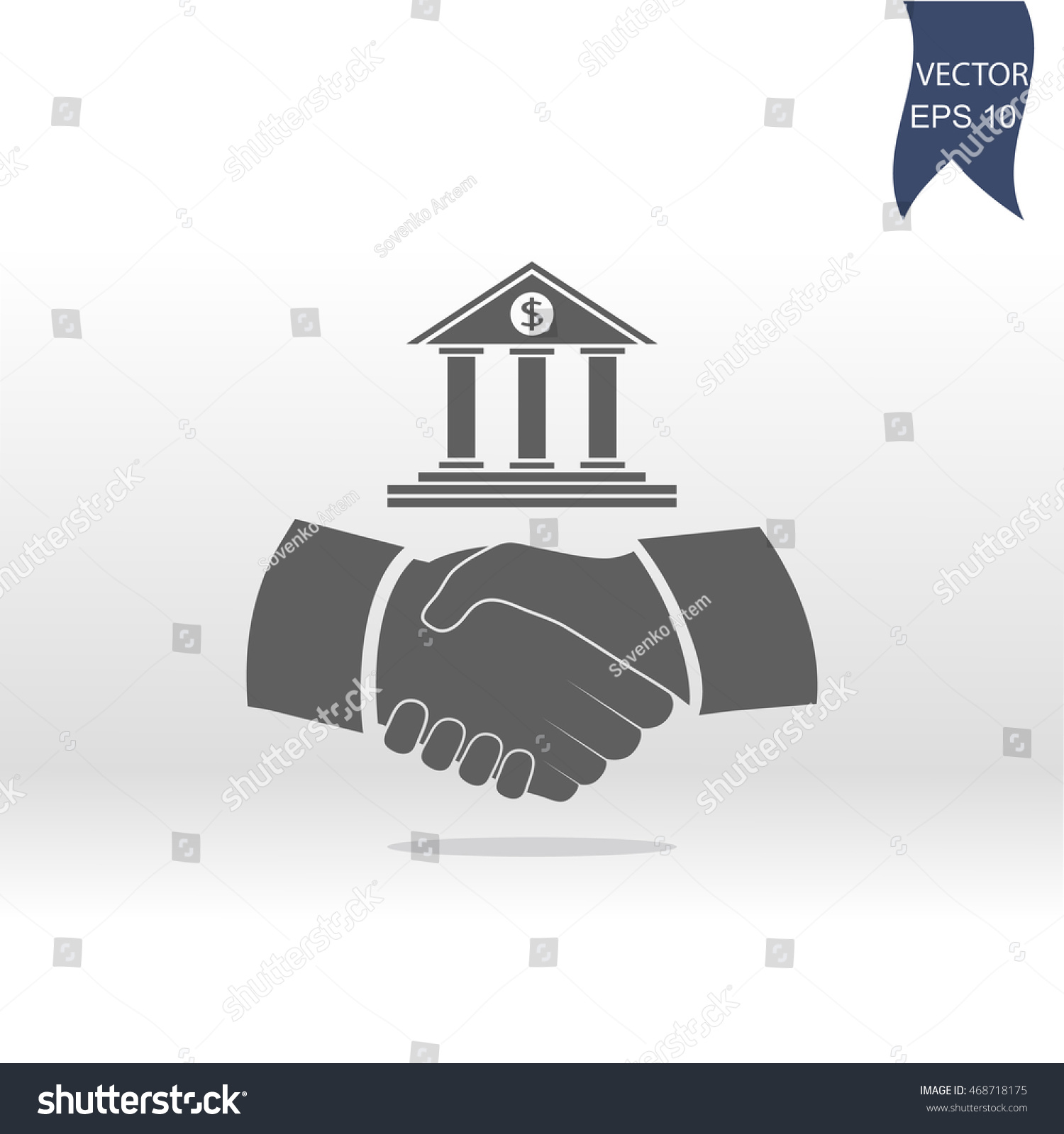 Handshake Vector Illustration Bank Icon Stock Vector (Royalty Free ...