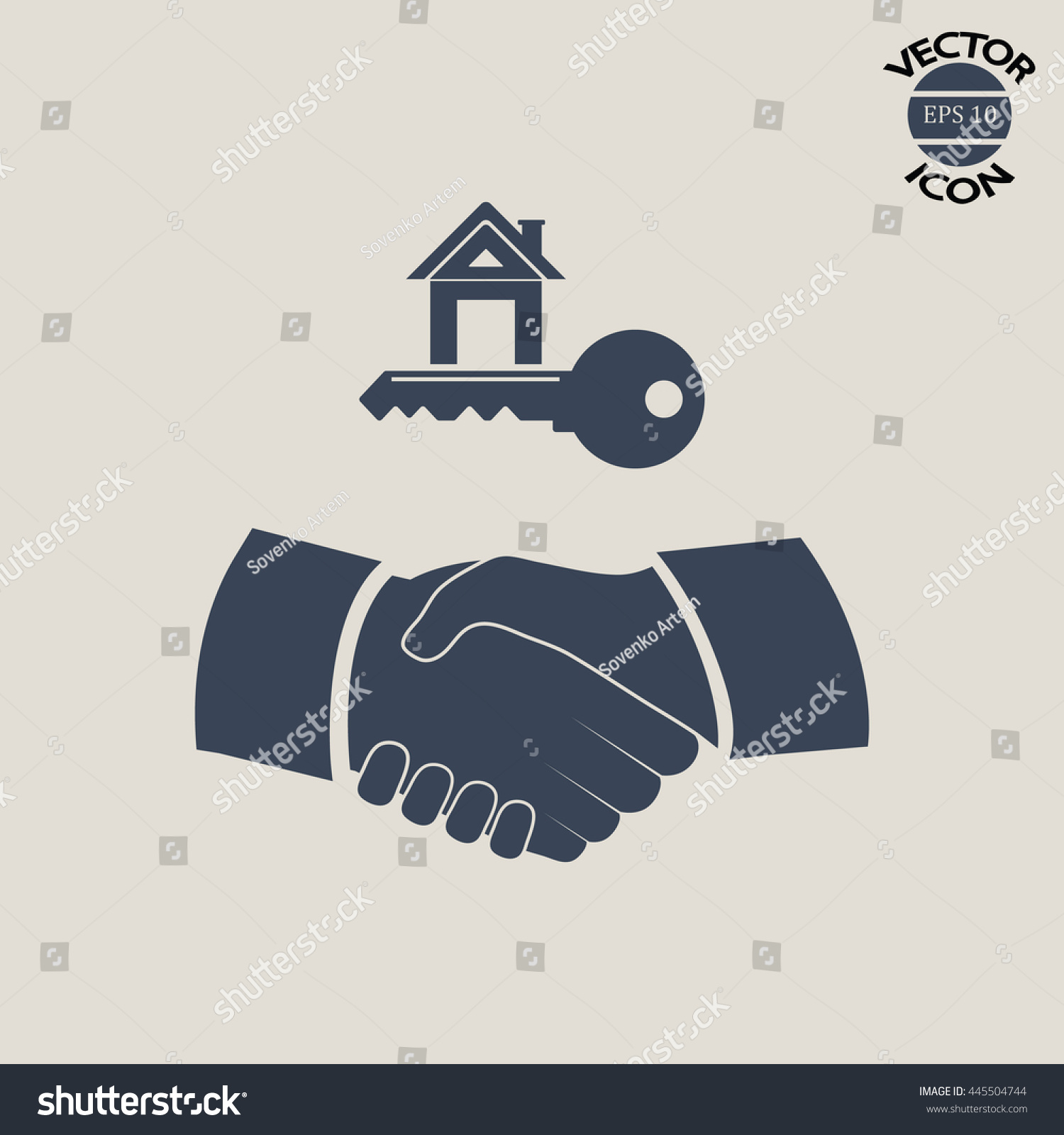Handshake Vector Illustration House Key Icon Stock Vector (Royalty Free ...
