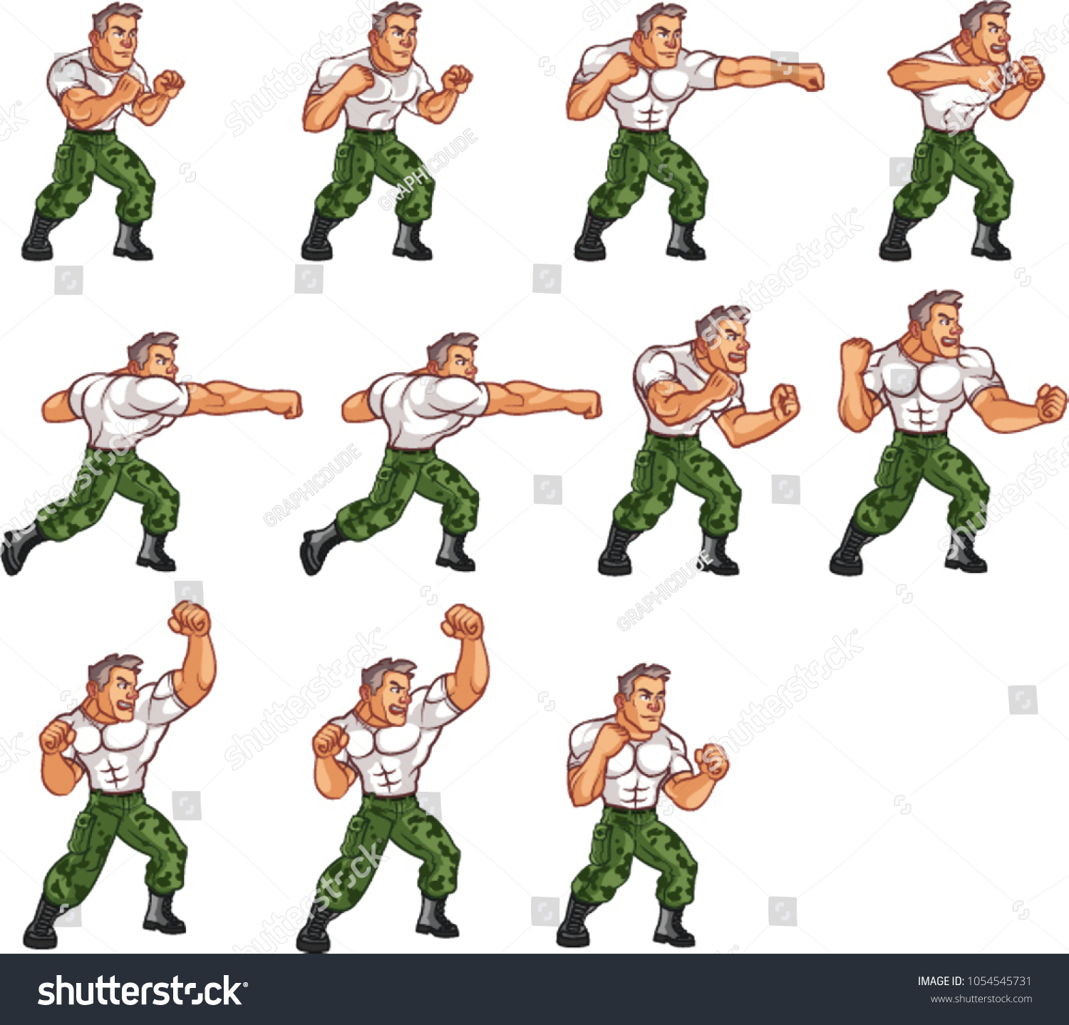 Handsome Soldier Game Character Animation Sprite Stock Vector (Royalty ...