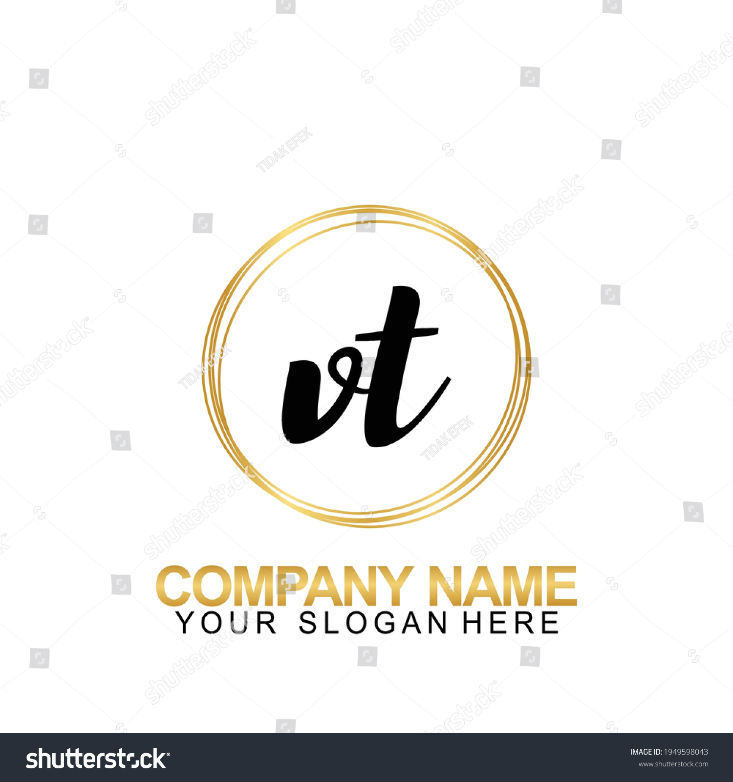 Handwriting Initial Logo Design Letter Vt Stock Vector (Royalty Free ...