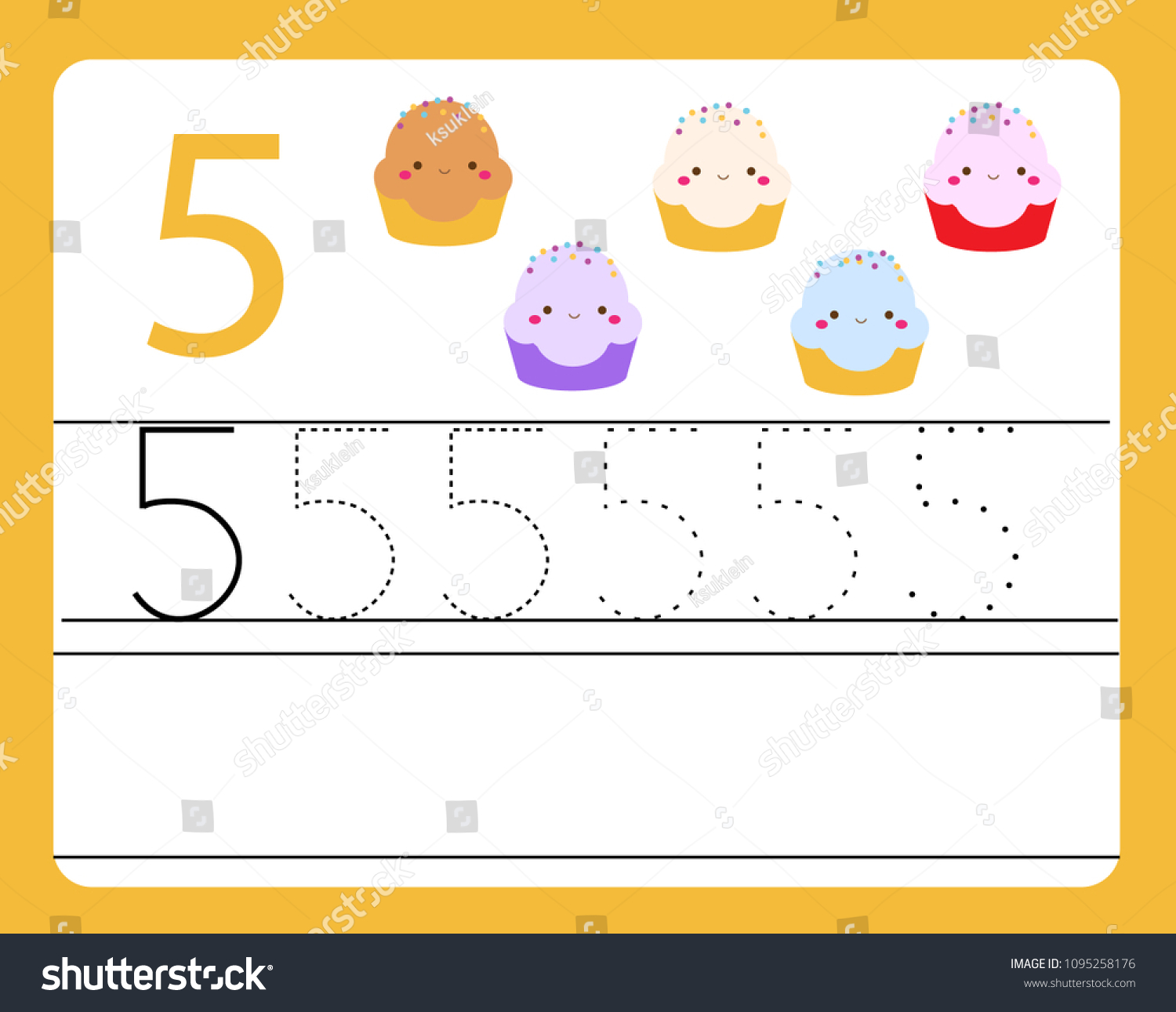 Handwriting Practice Learning Numbers Cute Characters: เวกเตอร์สต็อก ...