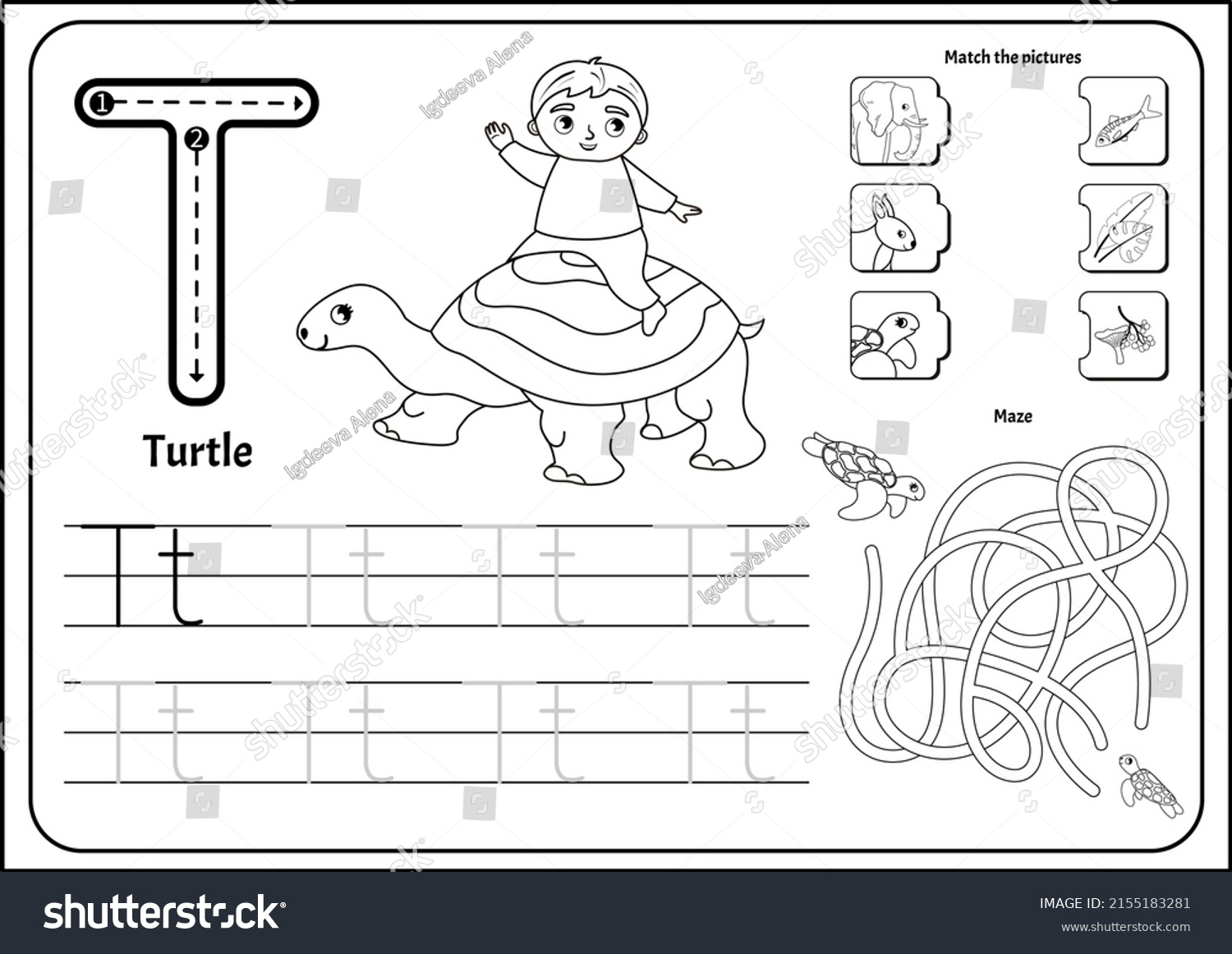 Handwriting Practice Outline Sheet Basic Writing Stock Vector (Royalty ...
