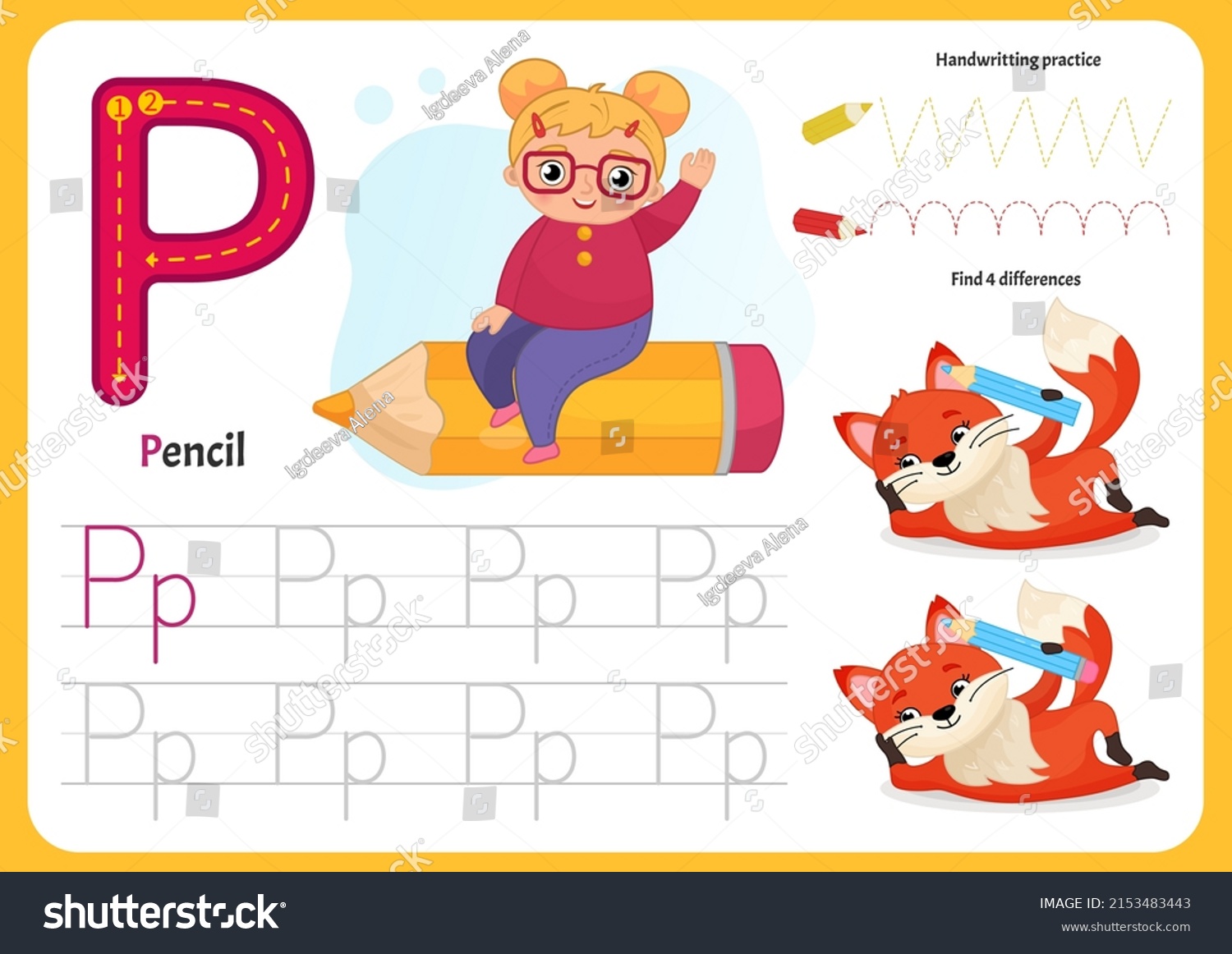 Handwriting Practice Sheet Basic Writing Educational Stock Vector ...