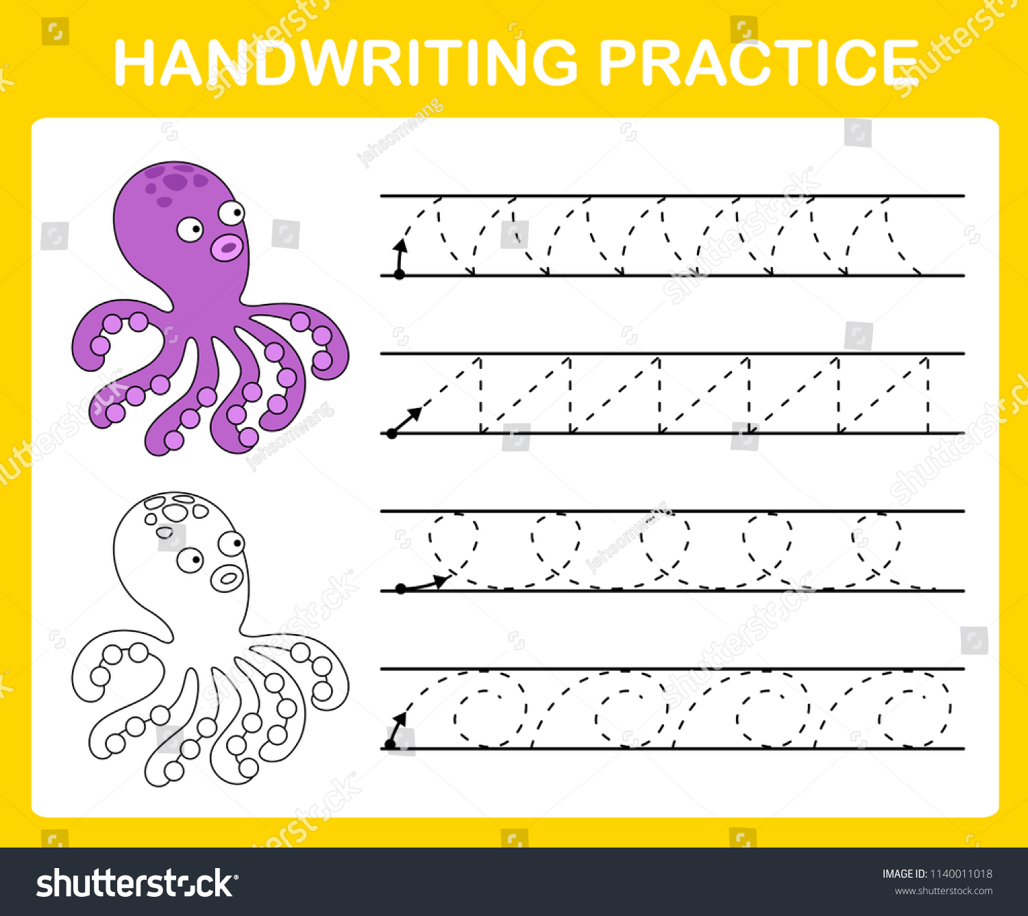 Handwriting Practice Sheet Illustration Vector Stock Vector (Royalty ...