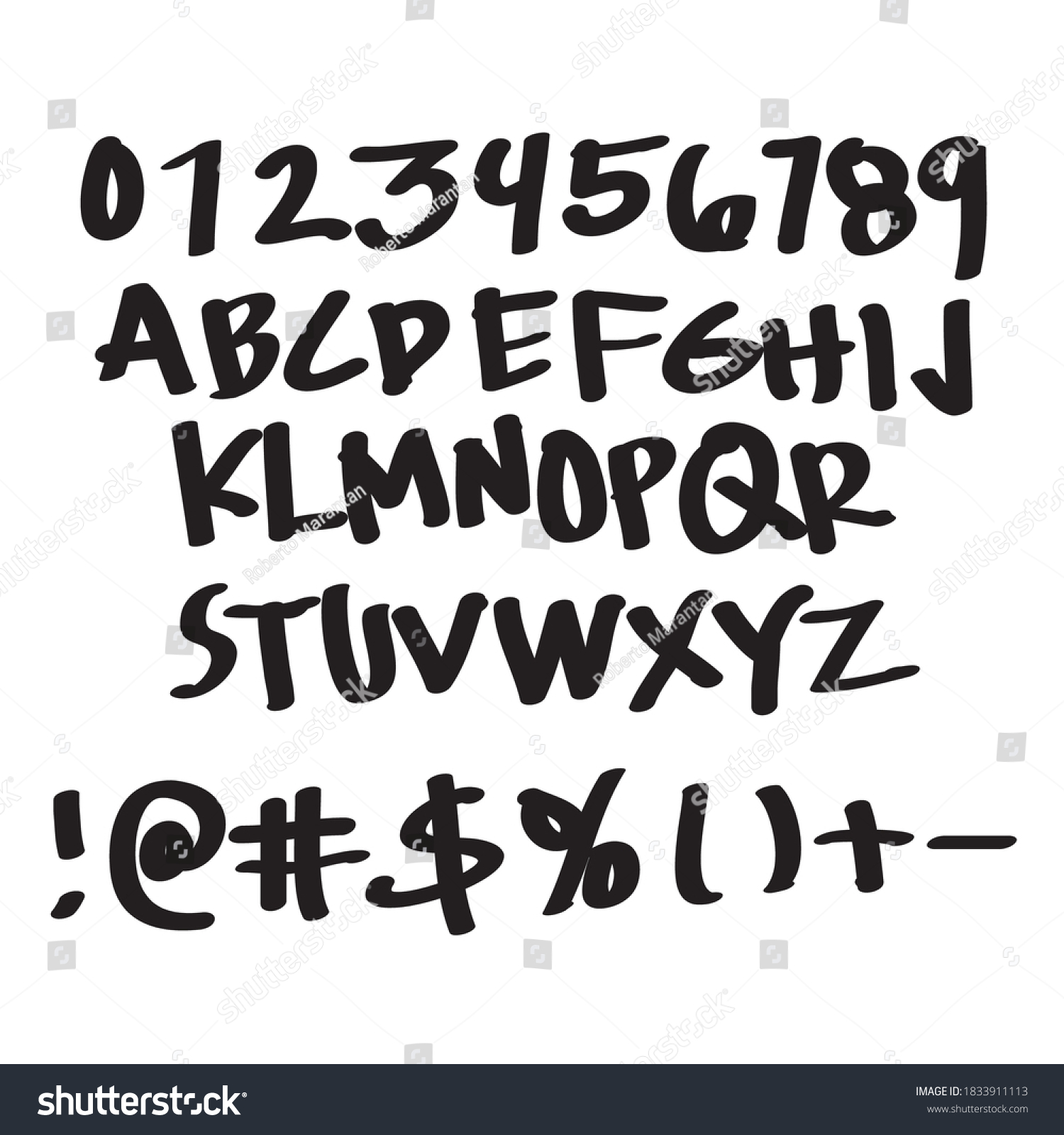 Handwritten Alphabet Numeric Characters Stock Vector (Royalty Free ...
