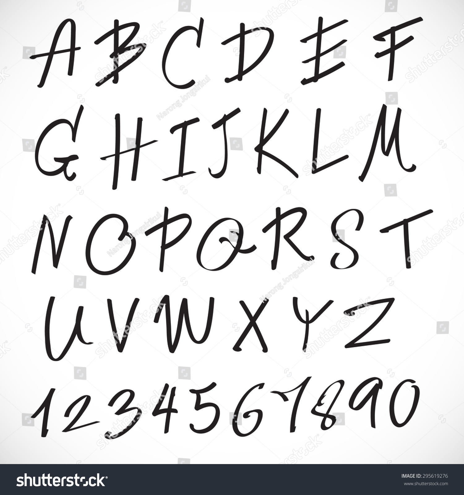 Handwritten Calligraphy Alphabet Stock Vector (Royalty Free) 295619276 ...