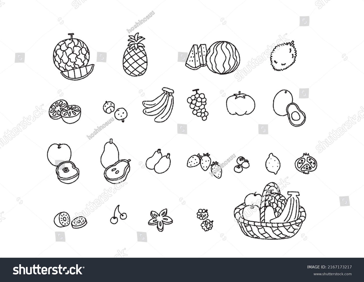 Handwritten Fruit Icon Set Transparent Background Stock Vector (Royalty ...