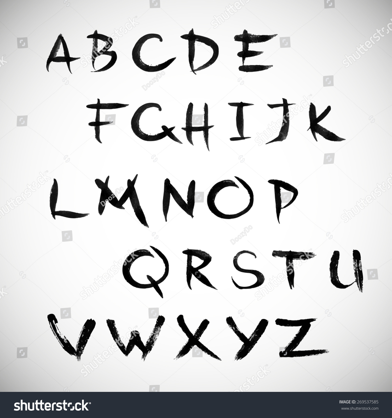 Handwritten Ink Font Alphabet Vector Stock Vector (Royalty Free ...