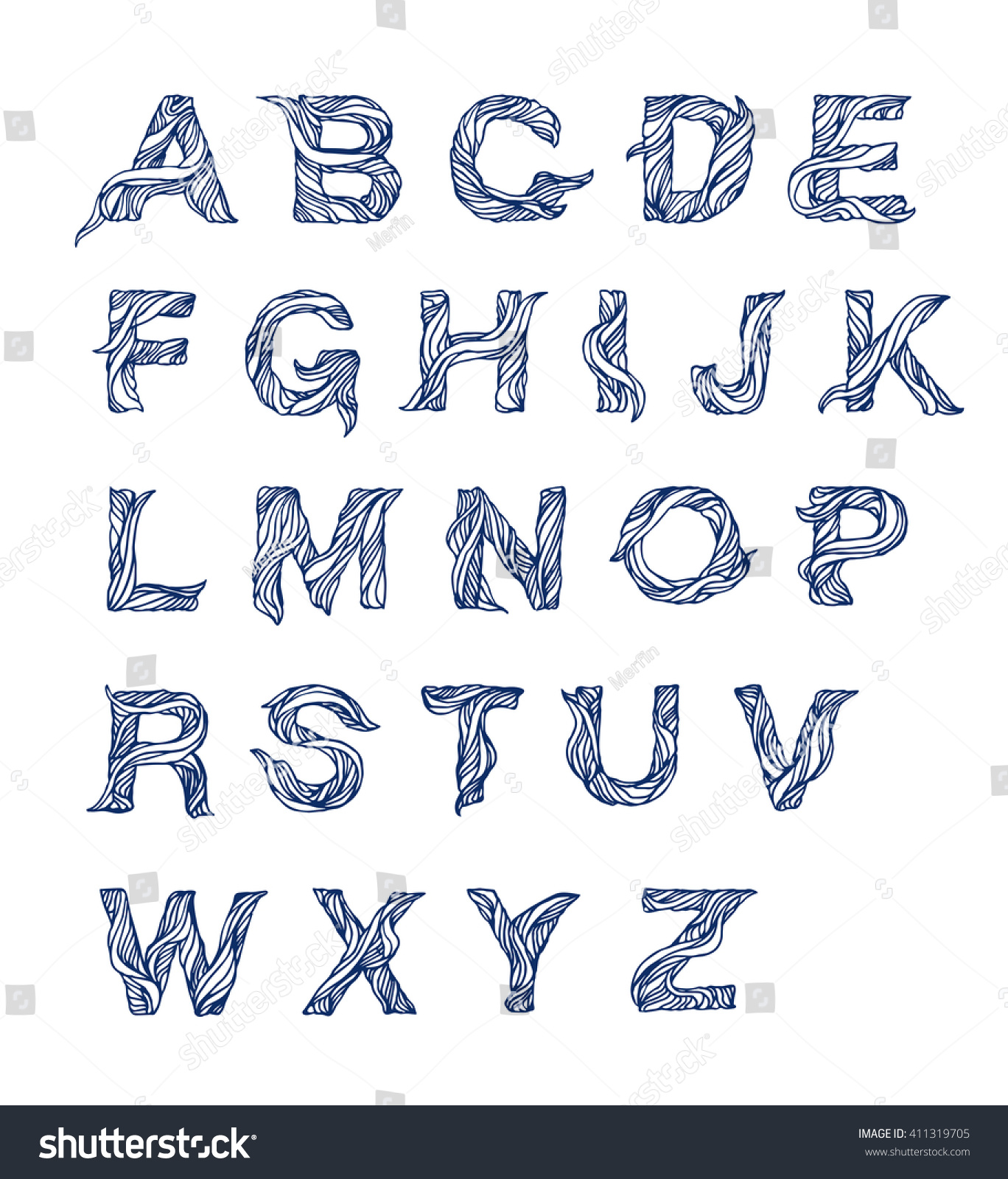 Handwritten Linear Font Vector Script Calligraphy 库存矢量图（免版税）411319705 ...