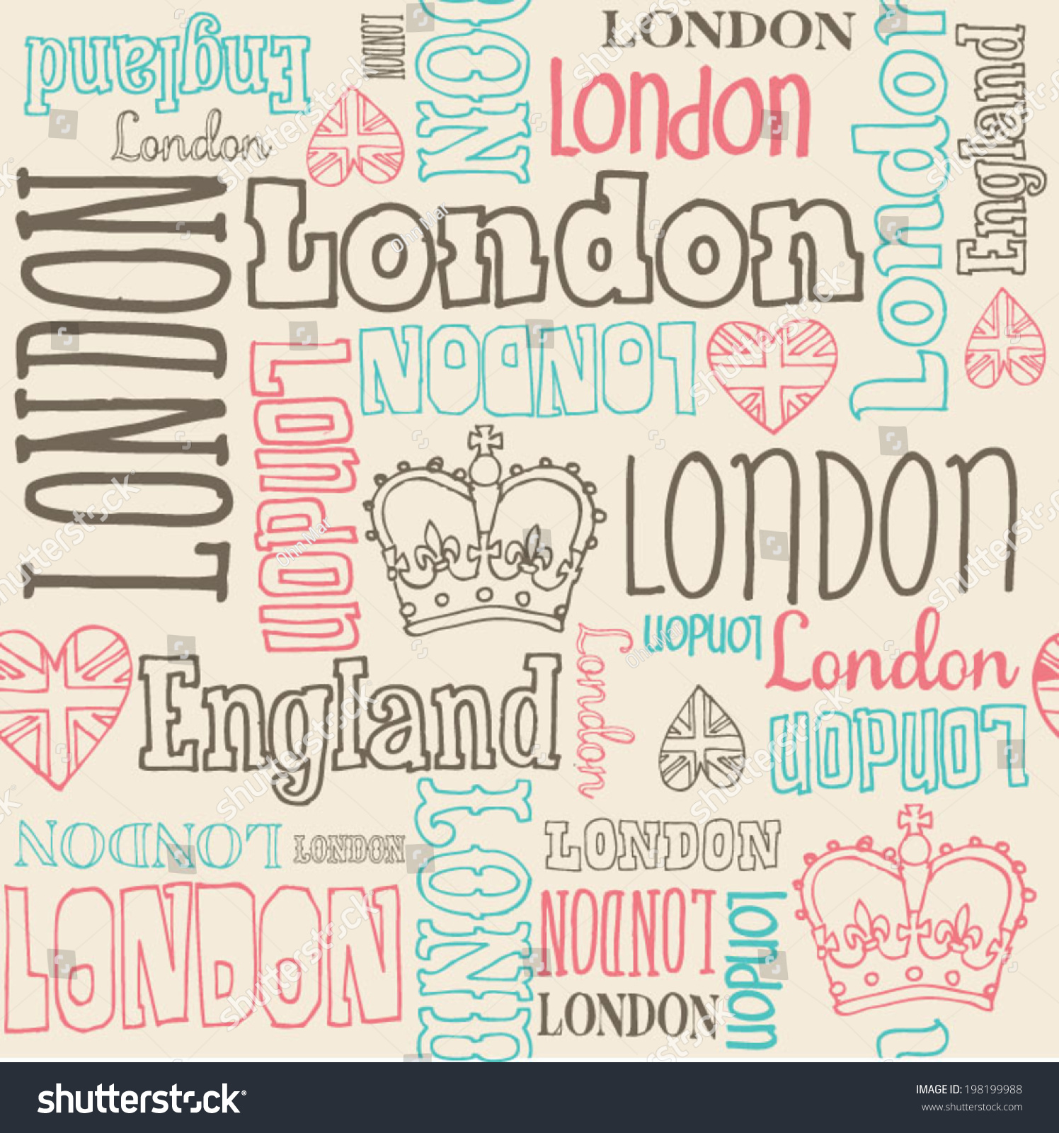 Handwritten London Word Seamless Background Pattern Stock Vector ...