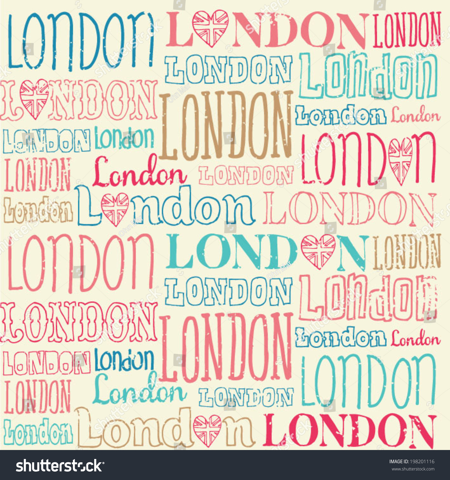 Handwritten London Word Seamless Background Pattern Stock Vector ...