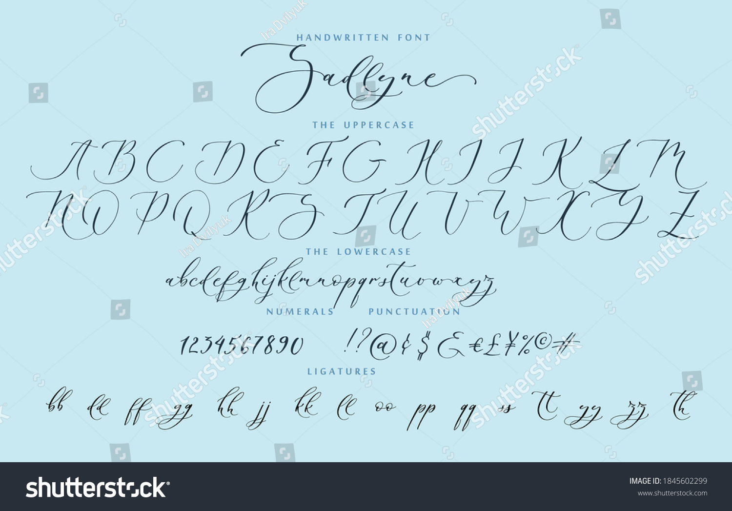 Handwritten Script Cursive Calligraphy Playful Font Stock Vector ...