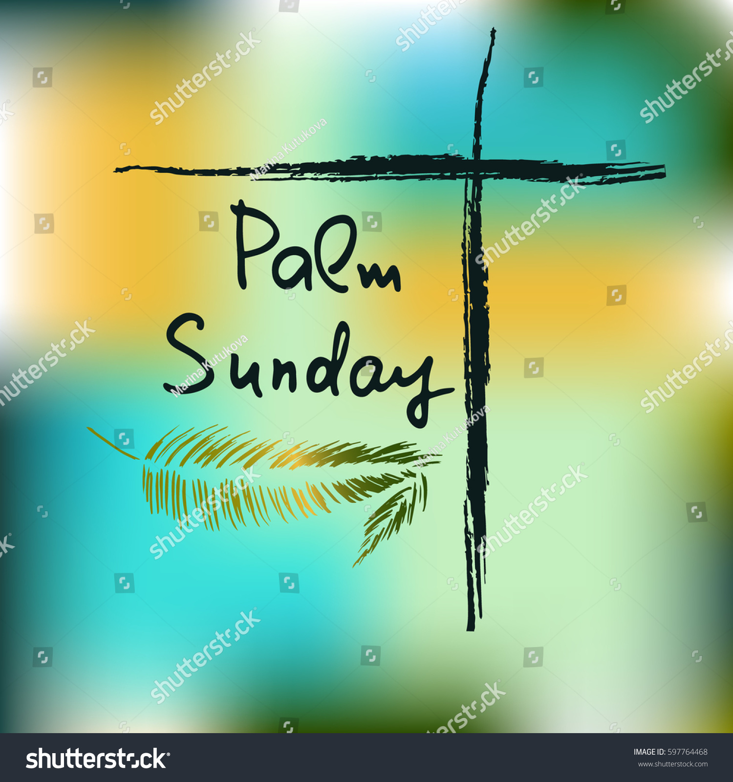 Handwritten Text Palm Sunday Vector Design Stock Vector (Royalty Free ...