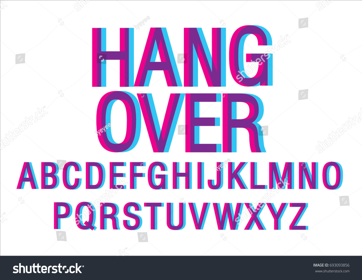 Hang Over Typographyalphabets Lettering Vector Stock Vector (Royalty ...