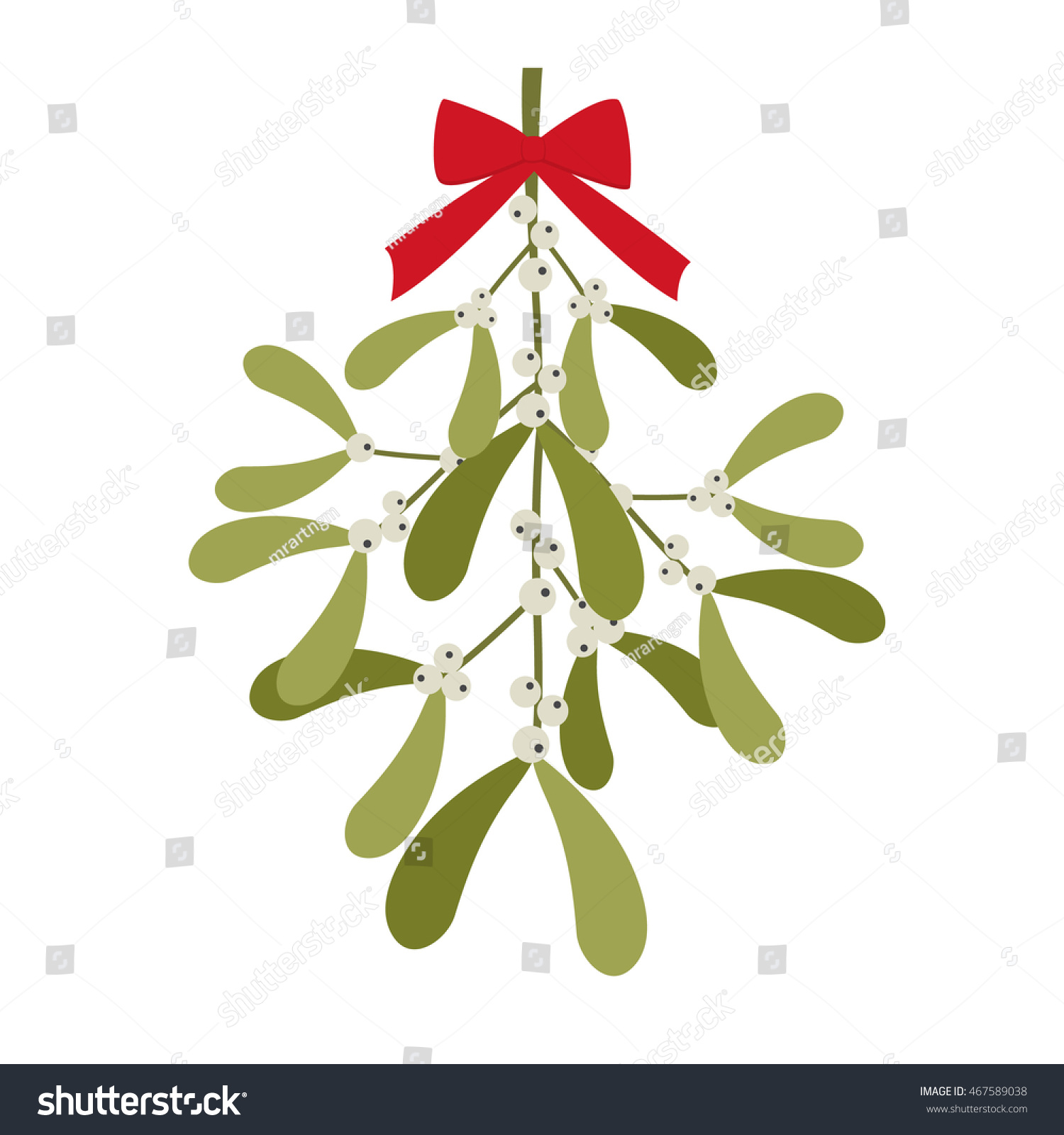 Hanging Mistletoe Red Bow Stock Vector 467589038 - Shutterstock
