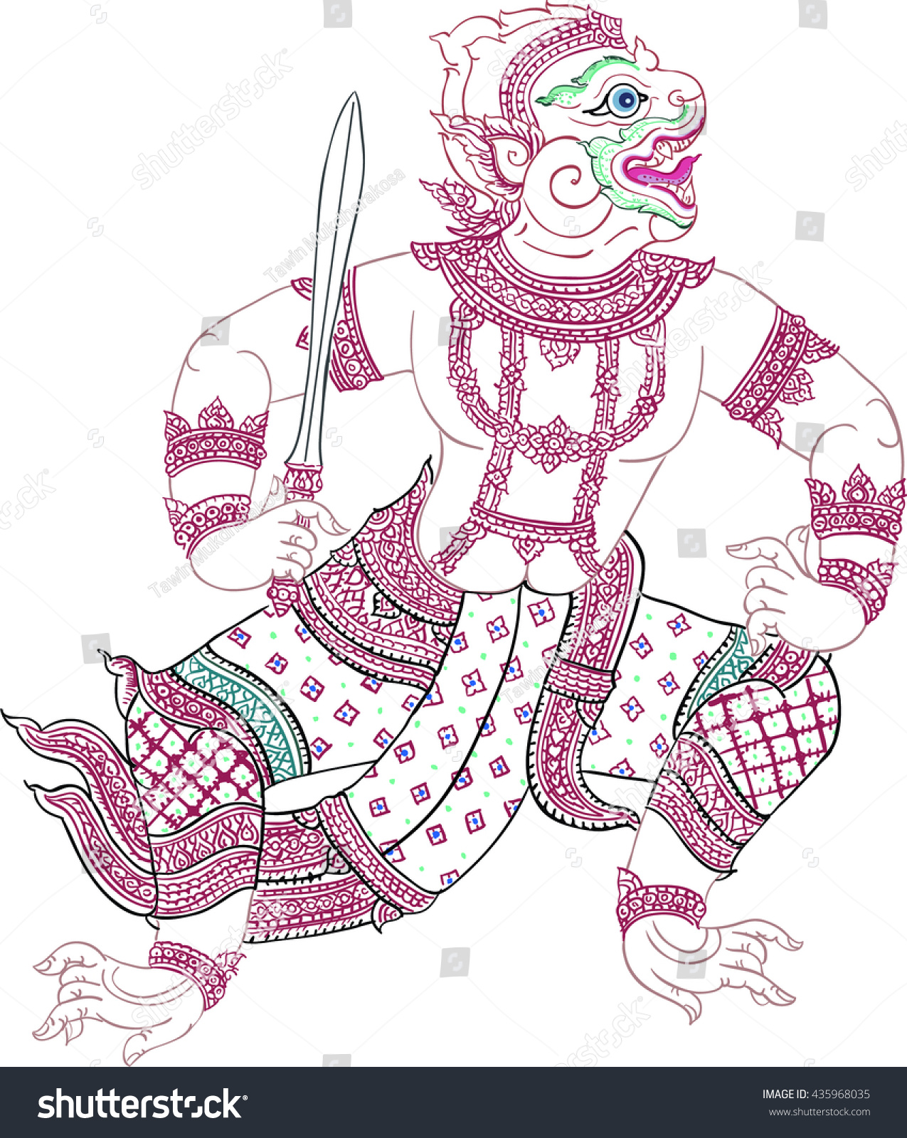 Hanuman Drawing เวกเตอร์สต็อก (ปลอดค่าลิขสิทธิ์) 435968035 - Shutterstock
