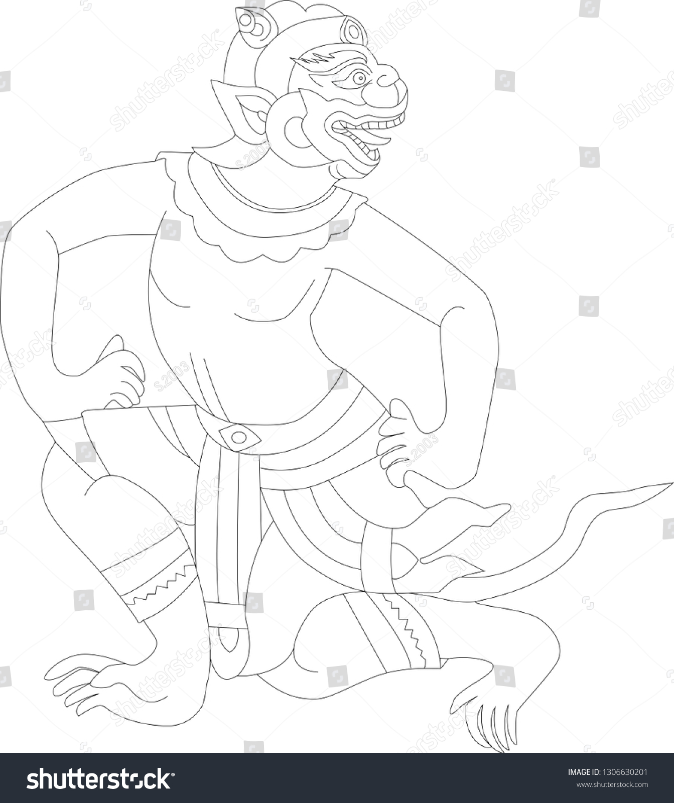 Hanuman Khmer Monkey: เวกเตอร์สต็อก (ปลอดค่าลิขสิทธิ์) 1306630201 ...